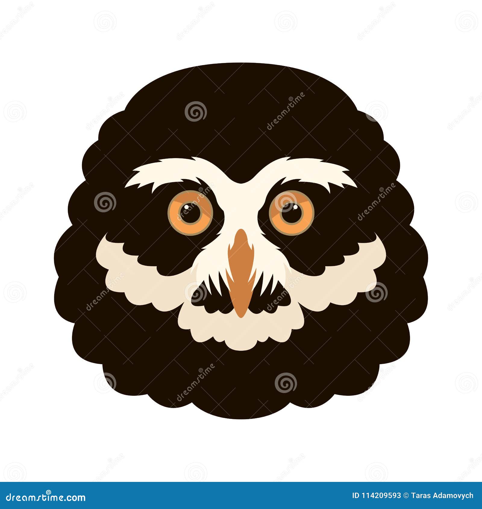 Owl Head Face Vector Illustration Flat Style Front Stock Vector ...
