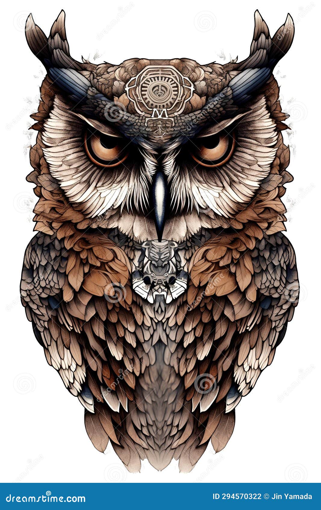 Owl Head. Vector Illustration for Tattoo or T-shirt Design Stock ...