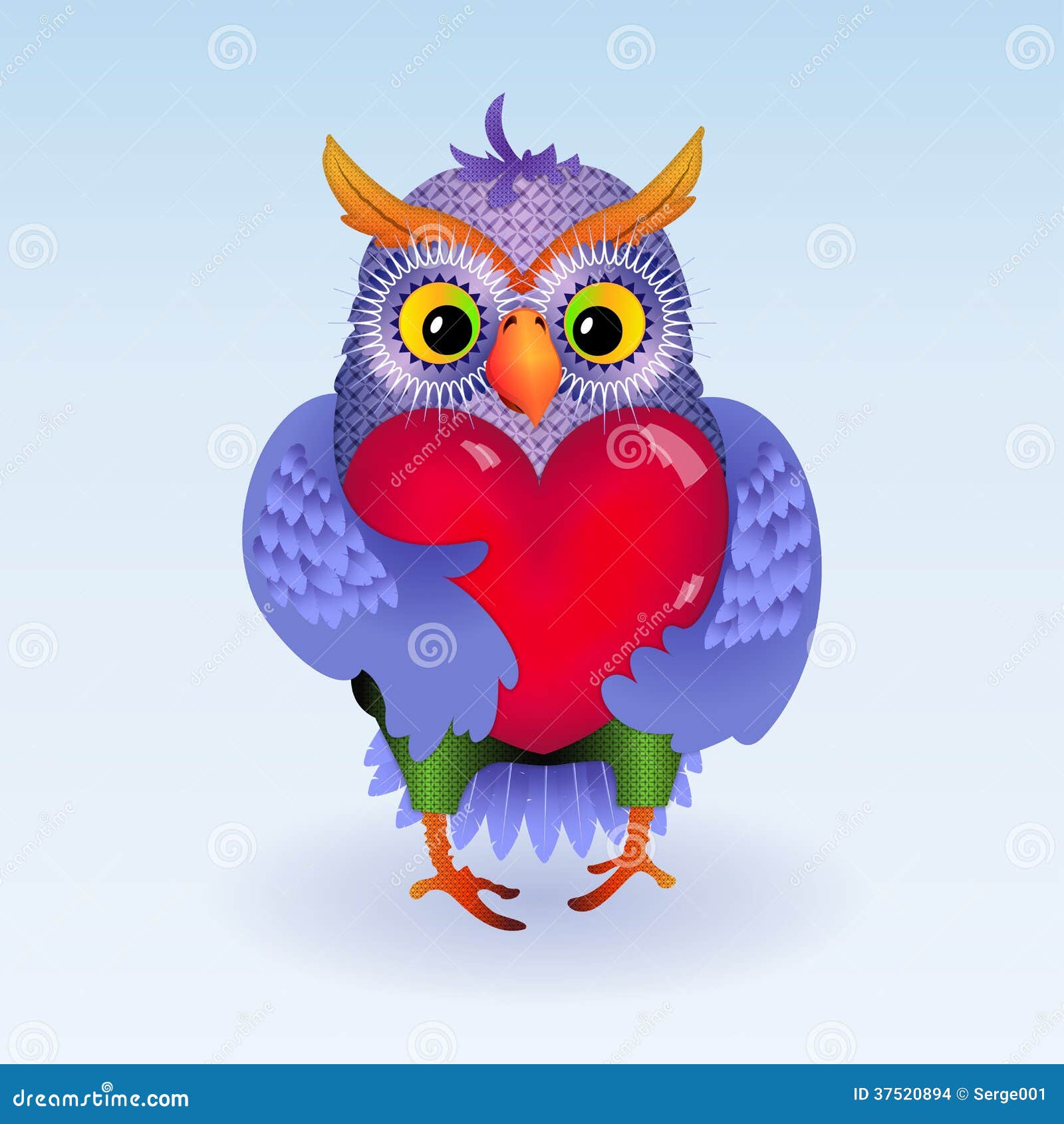Owl with heart stock vector. Illustration of invitation - 37520894
