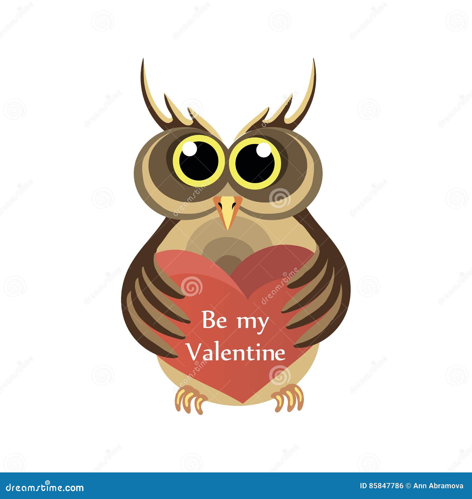 Owl with a Heart. Style Flat Stock Vector - Illustration of loving ...