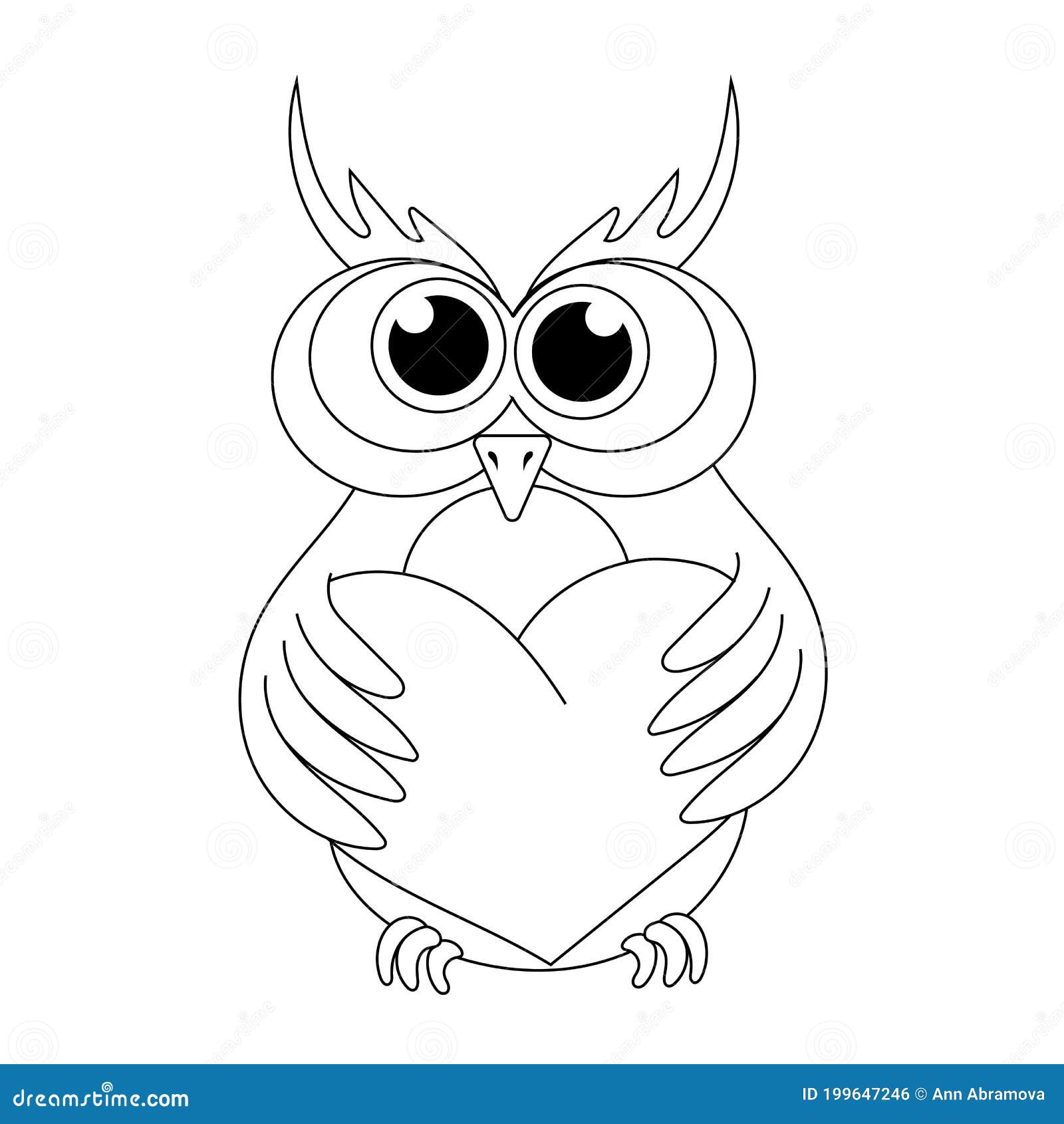 Owl with a Heart Vector Illustration Stock Vector - Illustration of ...