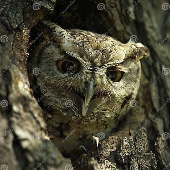 Owl Hooting in Tree with Smiley Face Stock Illustration - Illustration ...