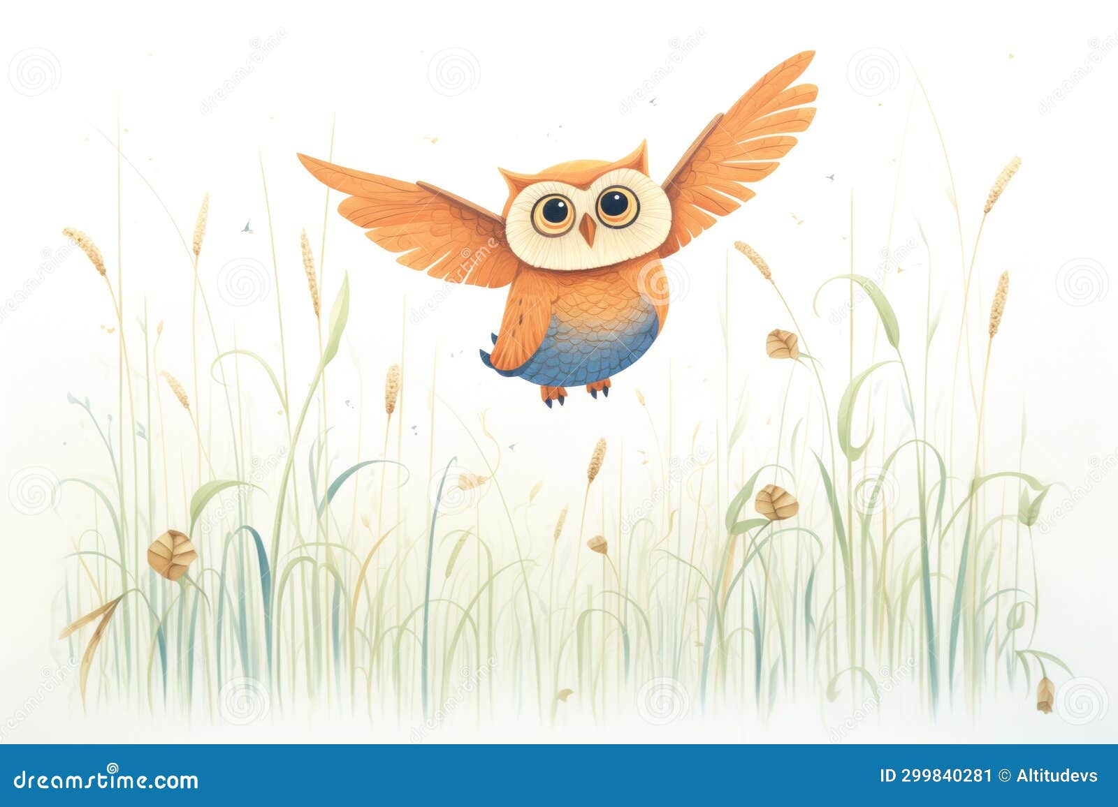 An Owl Hovering Above Tall, Waving Grass Stalks Stock Image - Image of ...