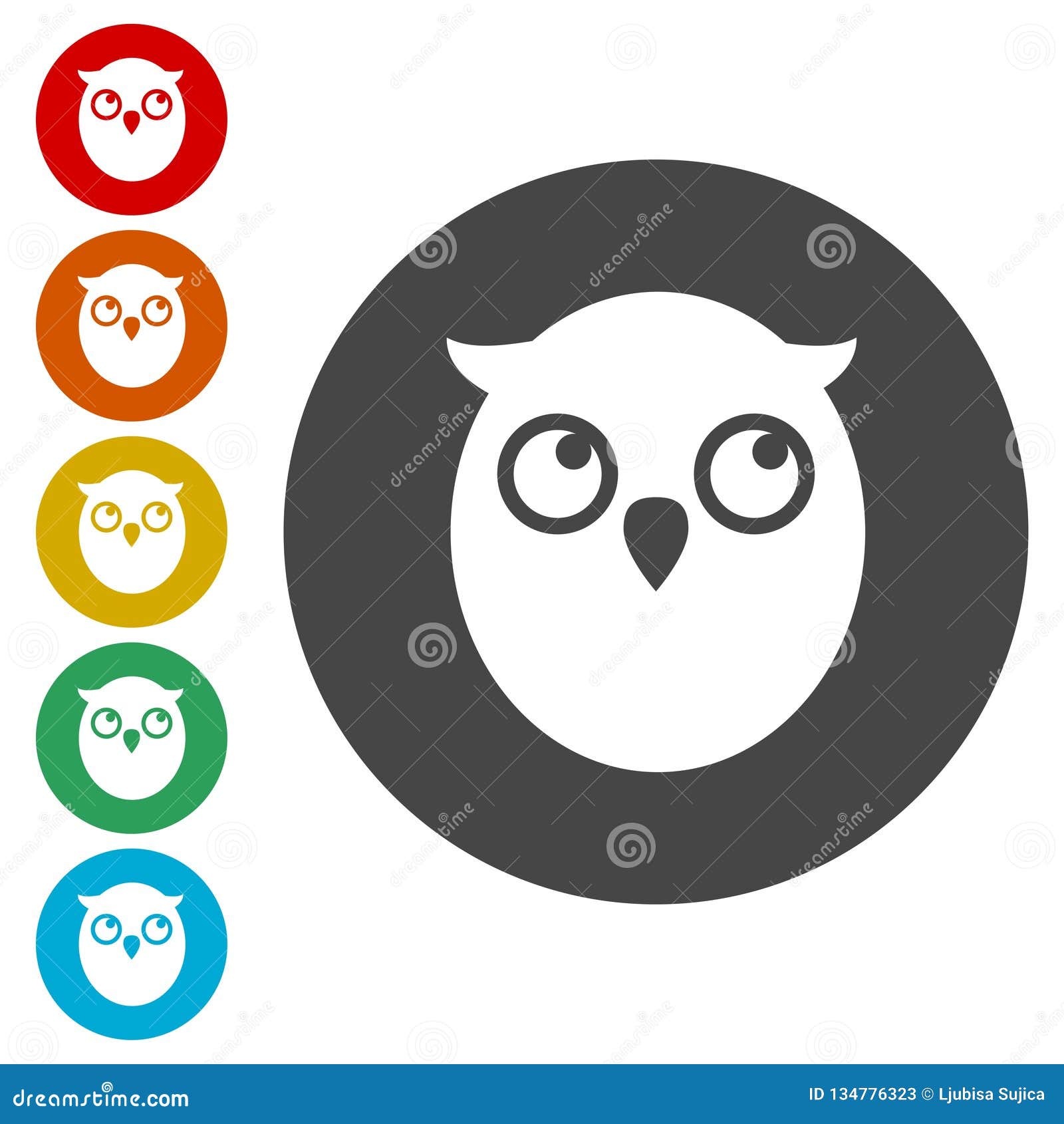 Owl icons set stock vector. Illustration of flying, cute - 134776323