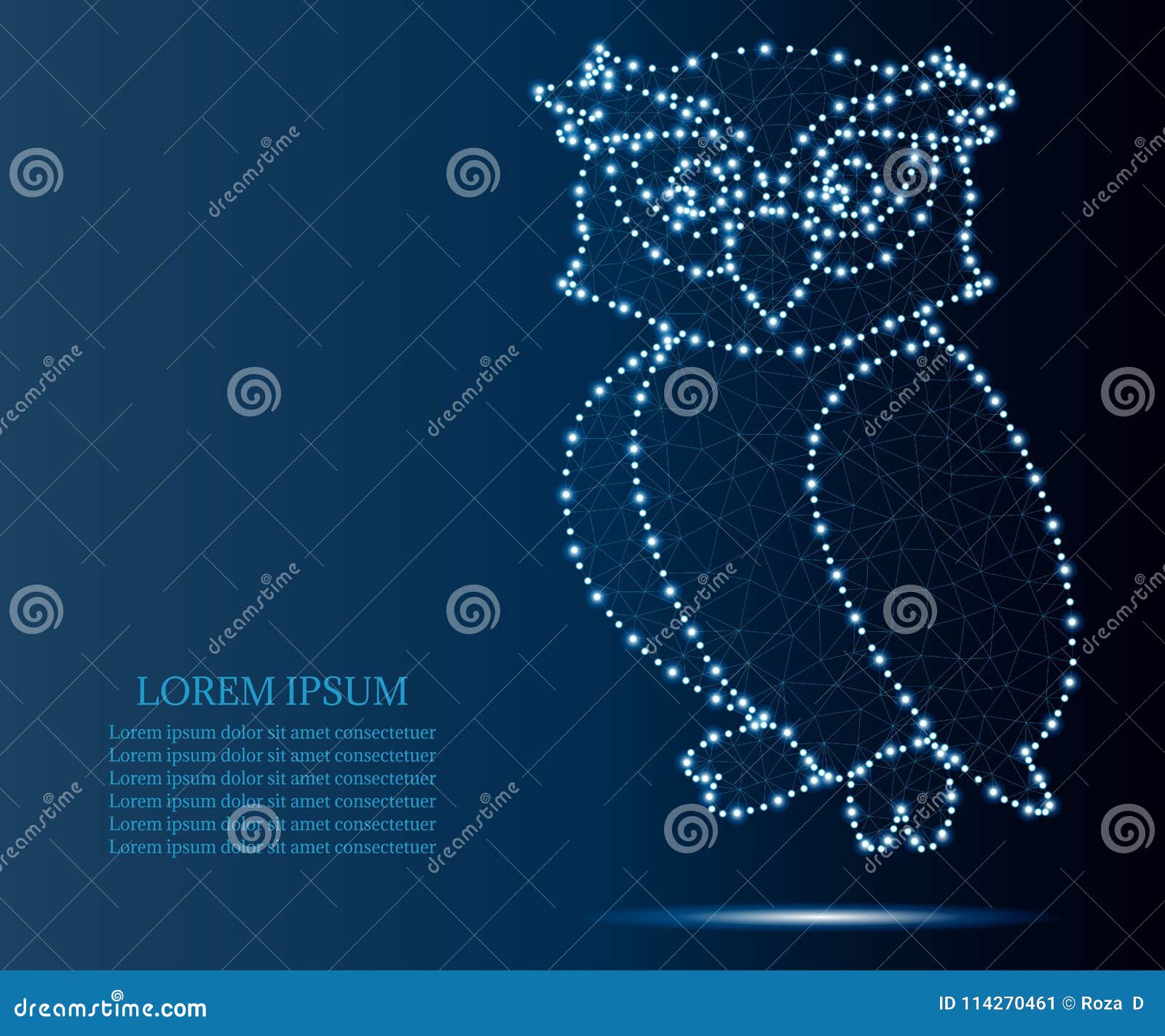 Owl, polygon, blue stars 1 stock vector. Illustration of beak - 114270461