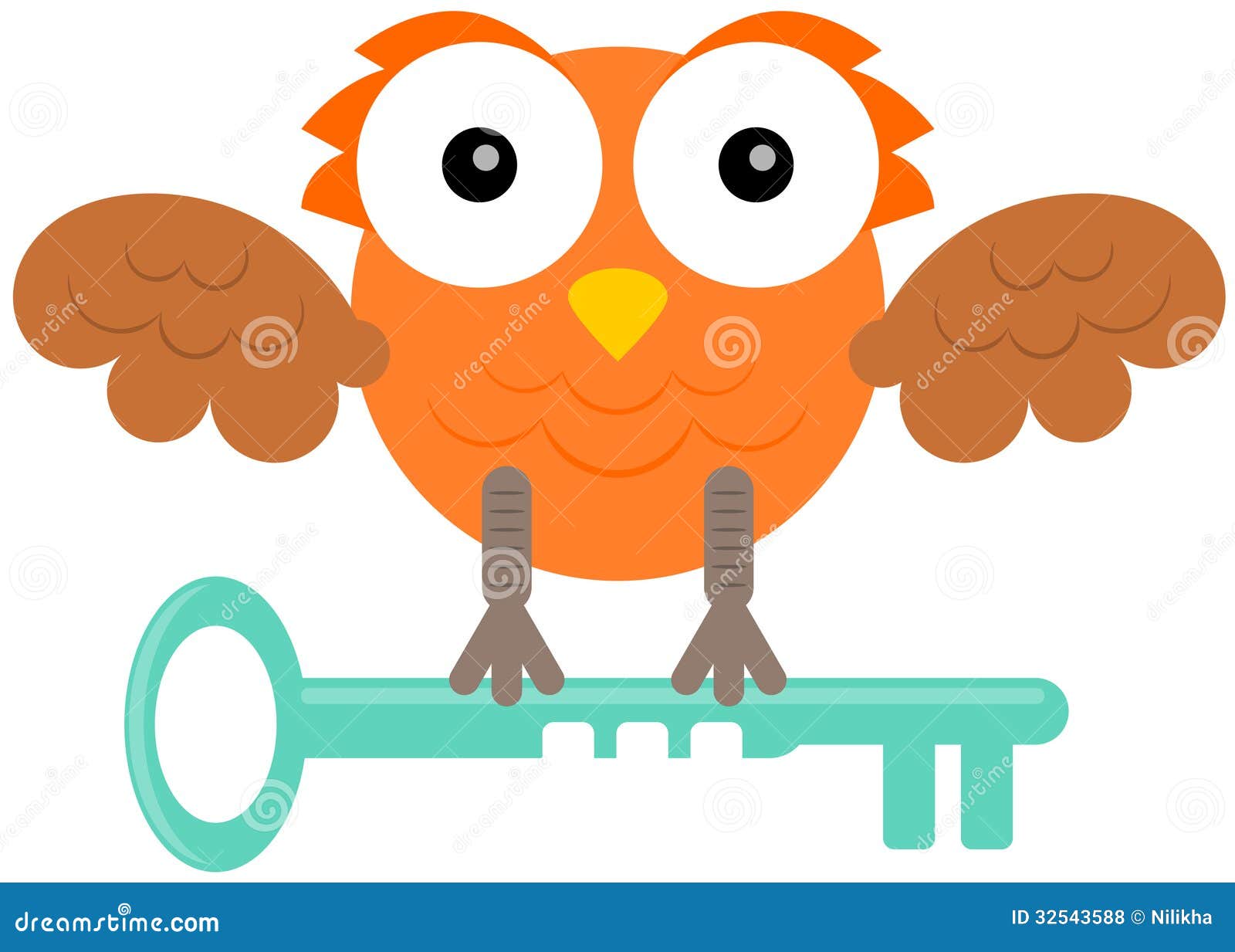 Owl with key stock illustration. Illustration of solution - 32543588