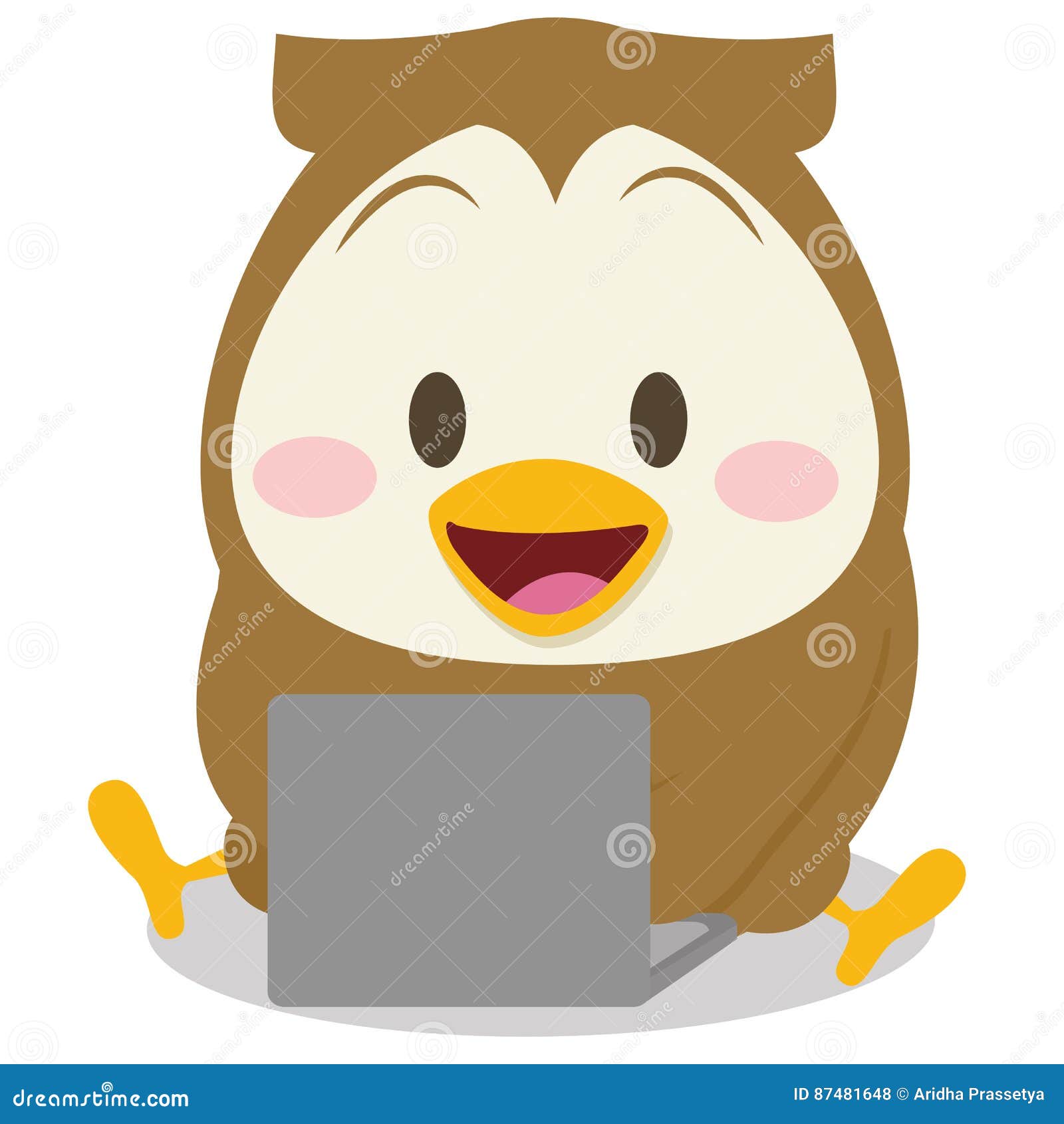 Owl with Laptop Character Collection Stock Stock Vector - Illustration ...