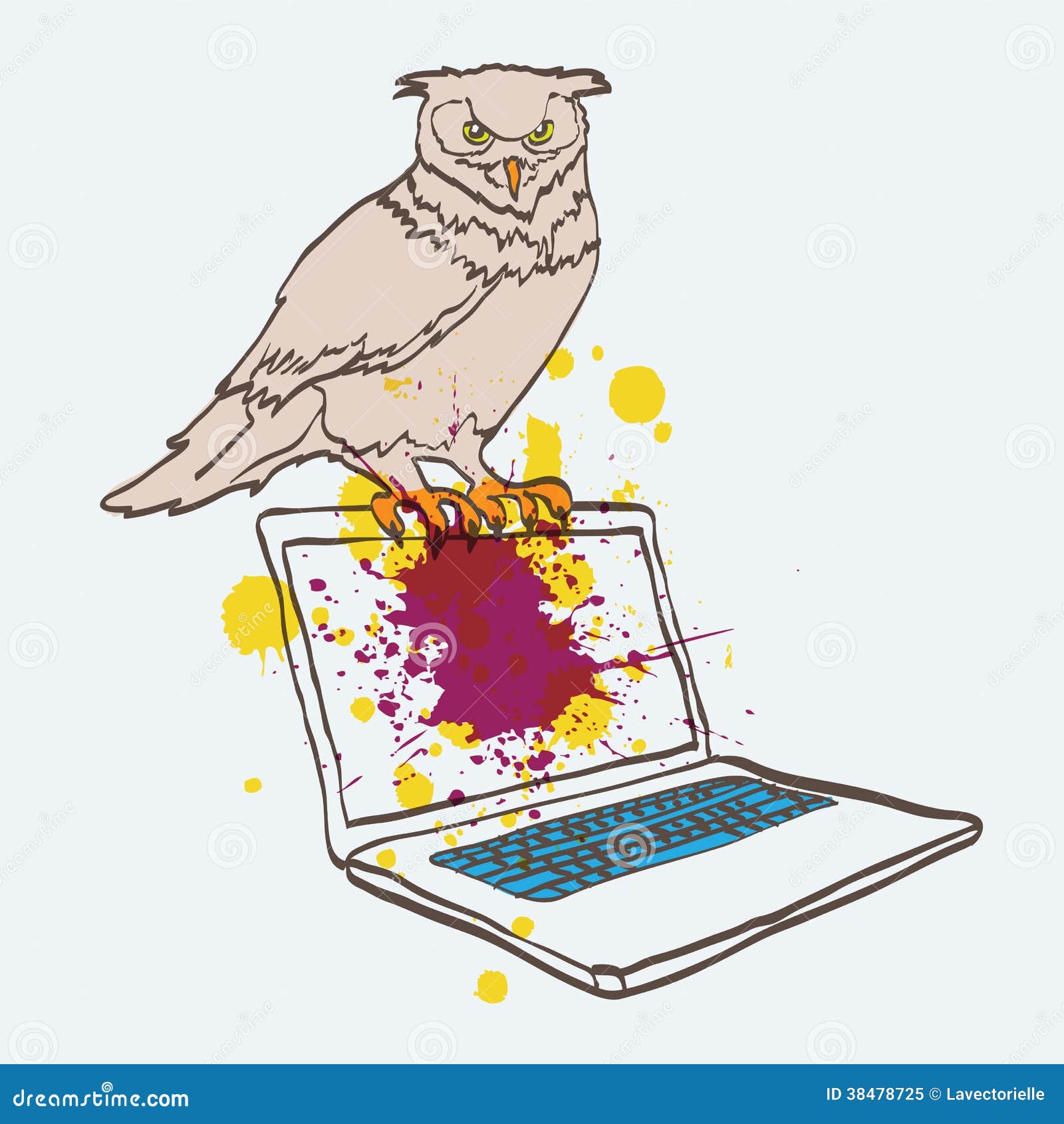Owl on a Laptop stock vector. Illustration of knowledge - 38478725