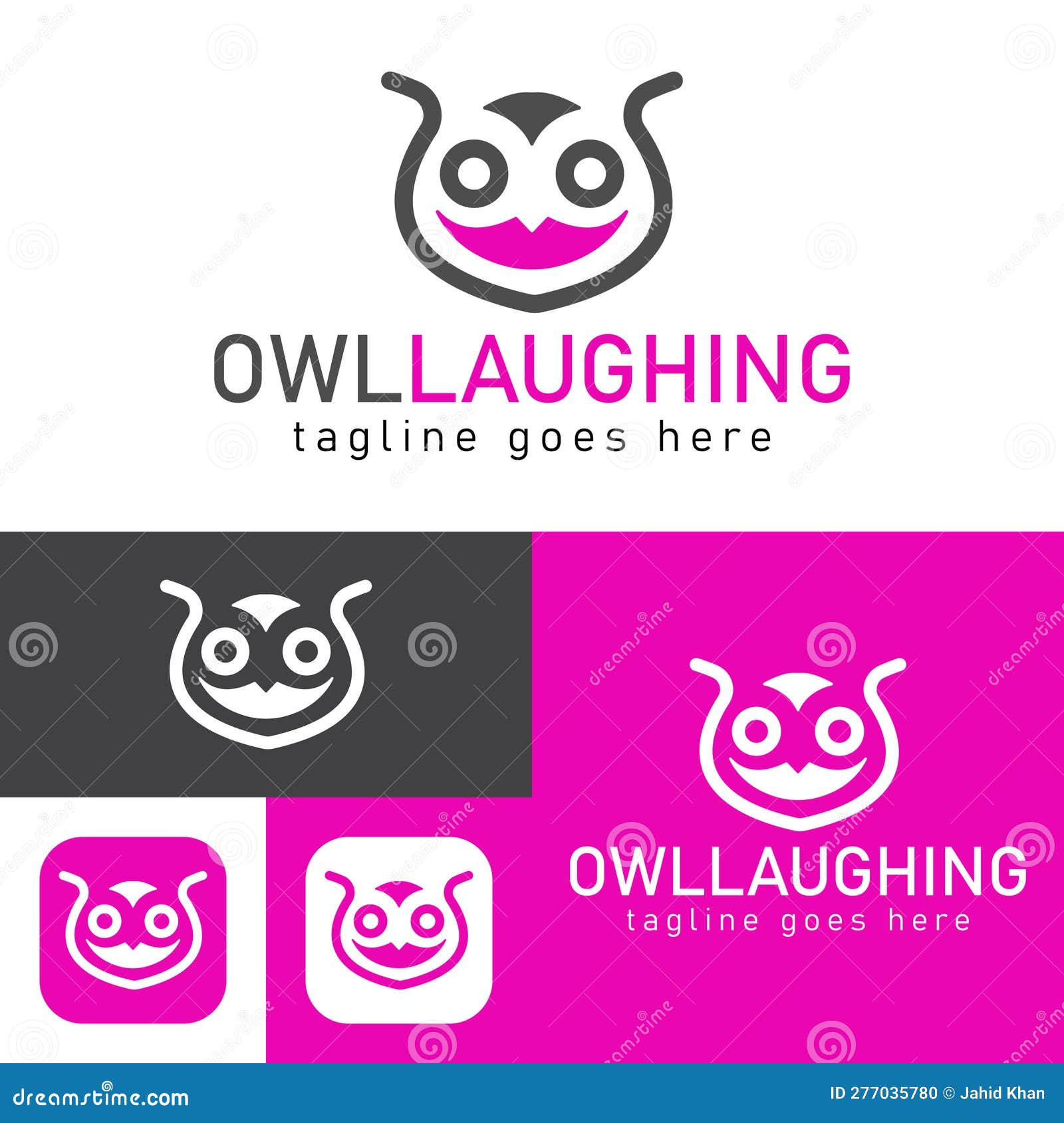 Owl Laughing Logo.Simple and Creative Icon Style.Modern Minimal. Vector ...