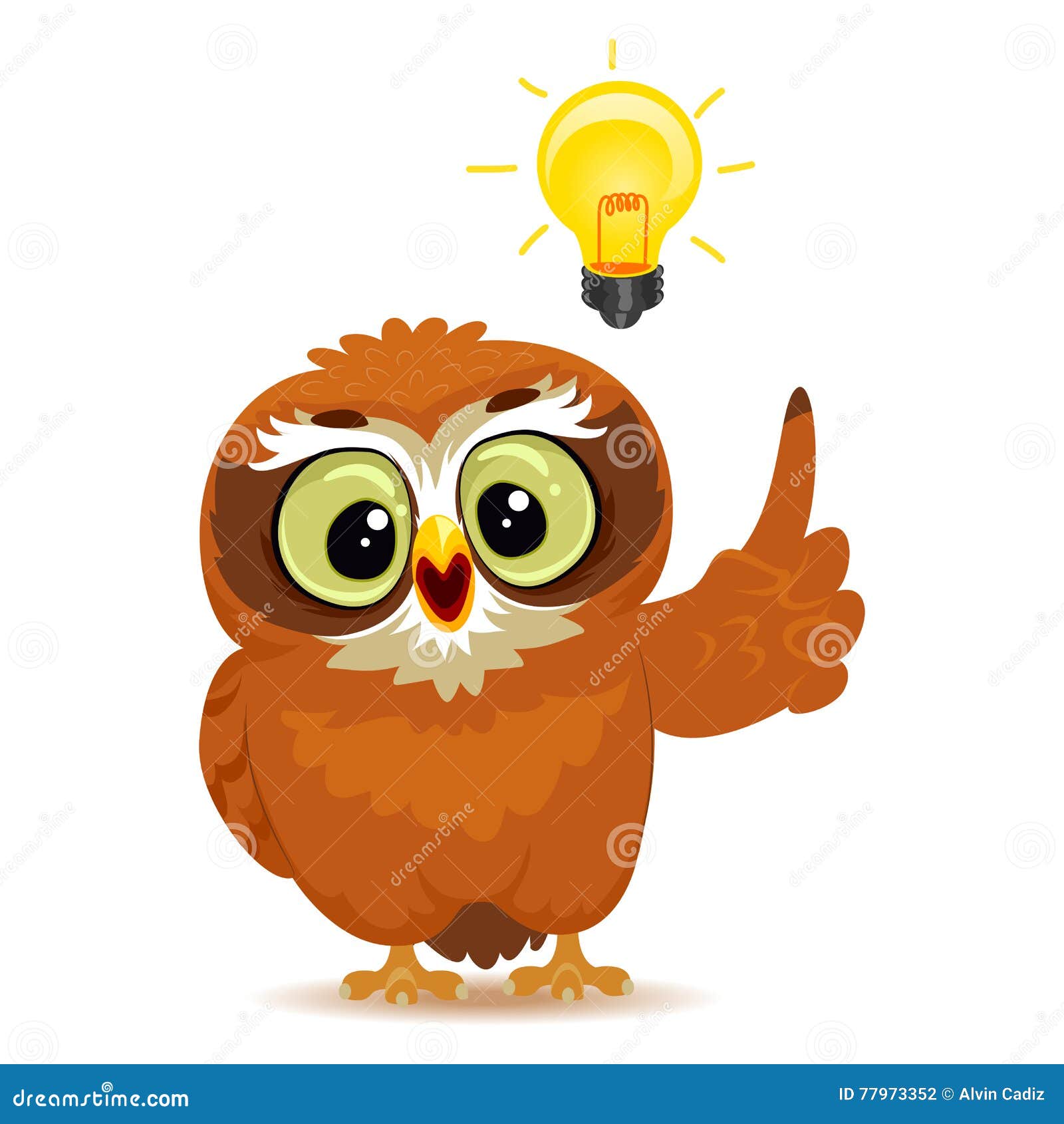 Owl with Light Bulb stock vector. Illustration of minimalistic - 77973352