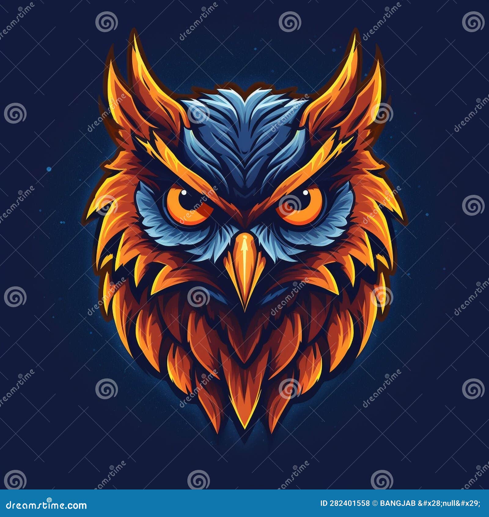 Owl Logo 2D Digital Illustration Stock Illustration - Illustration of ...