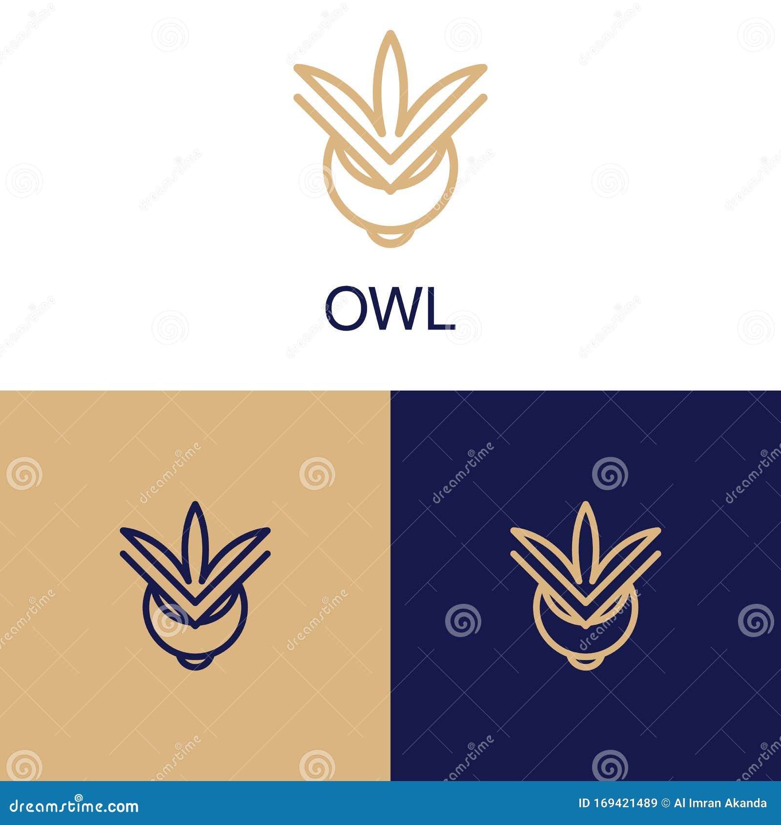 Owl Logo In The Modern Linear Style, Copper Stroke. Owl Logo Of Lines ...