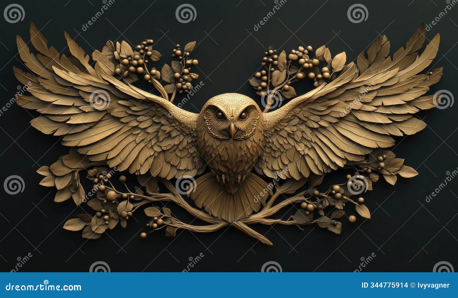 An Owl in Mid-flight, Wings Transforming into Stylized Tree Branches ...