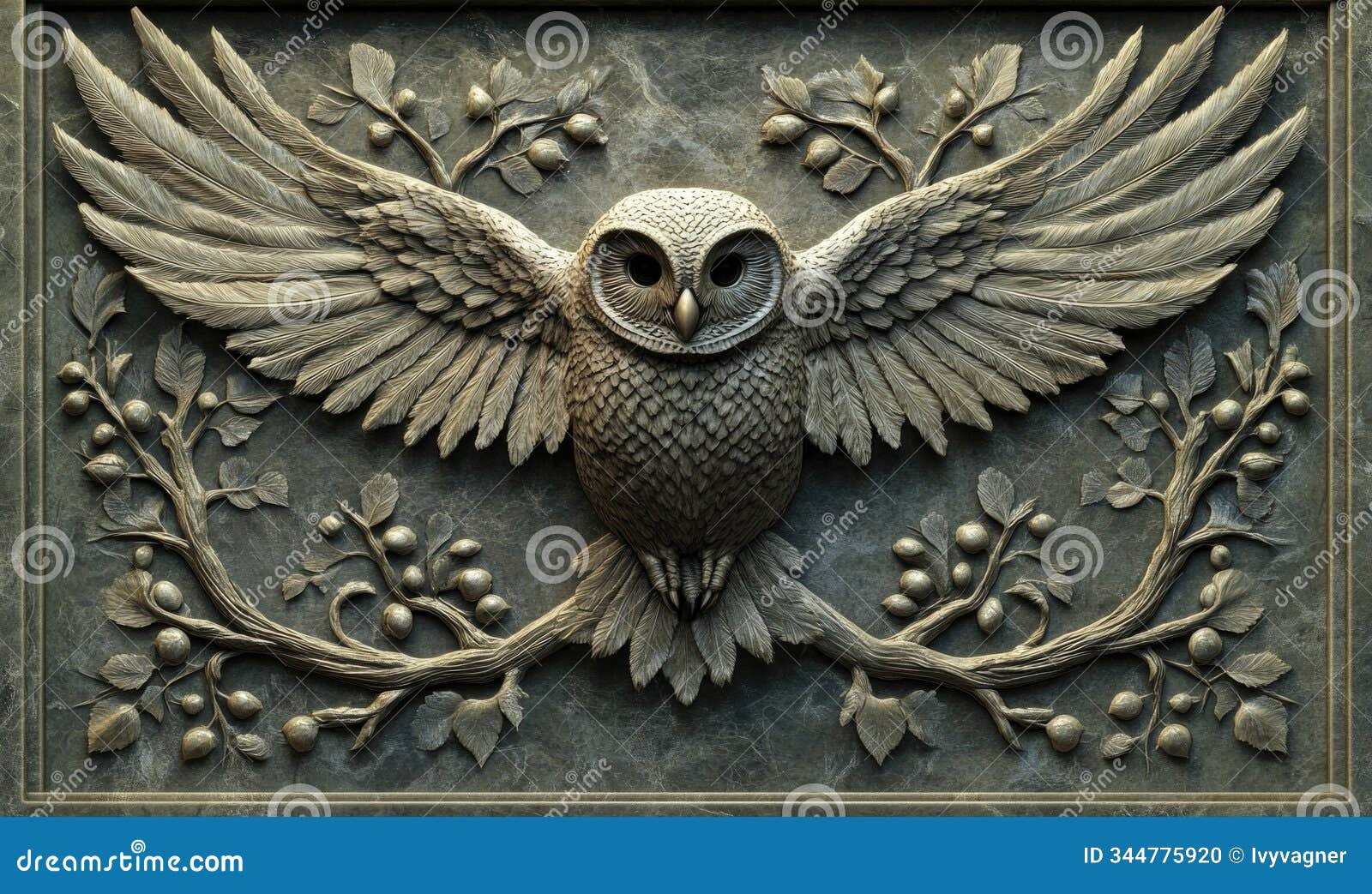 An Owl in Mid-flight, Wings Transforming into Stylized Tree Branches ...