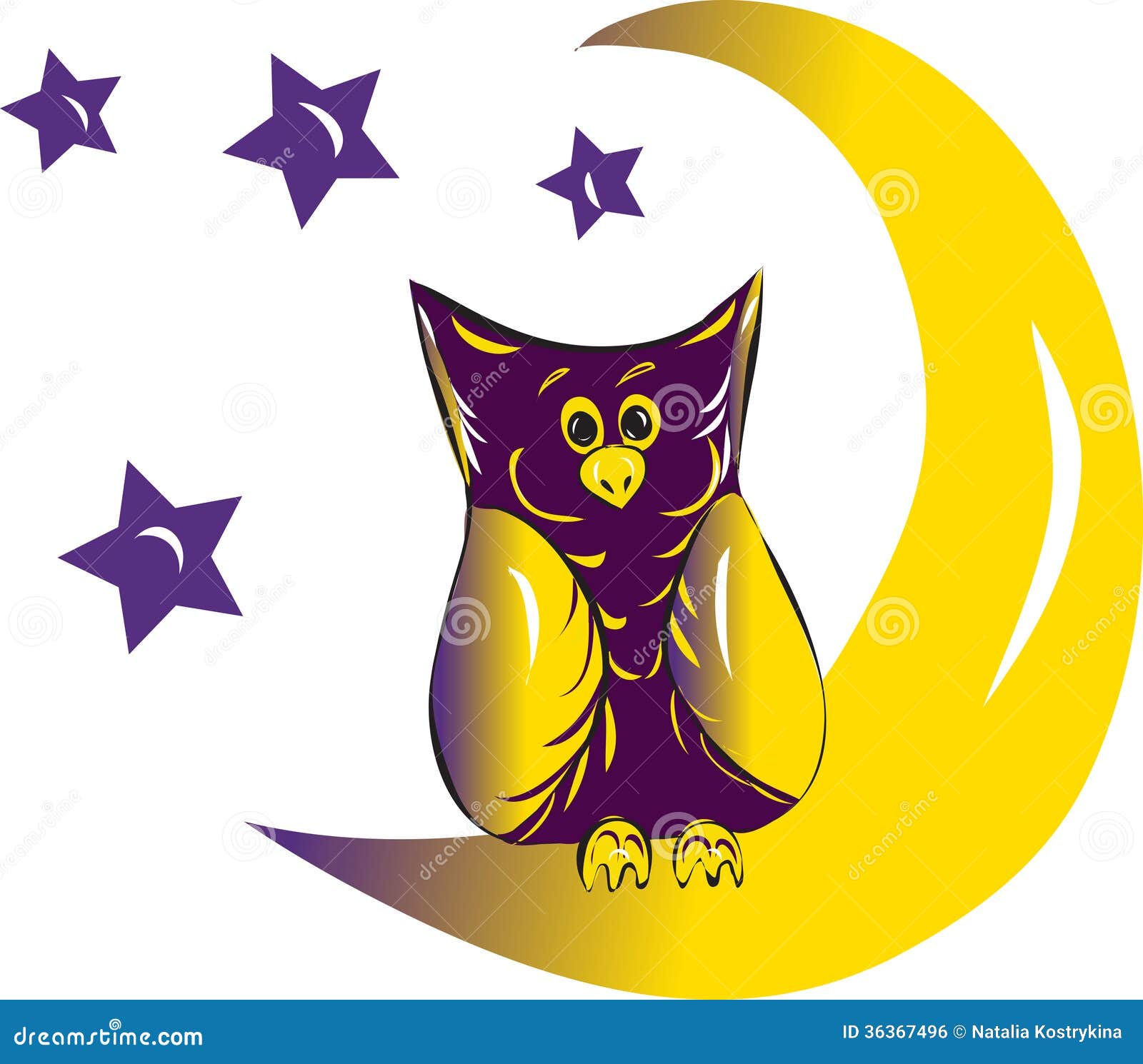 Owl moon and stars stock vector. Illustration of large - 36367496