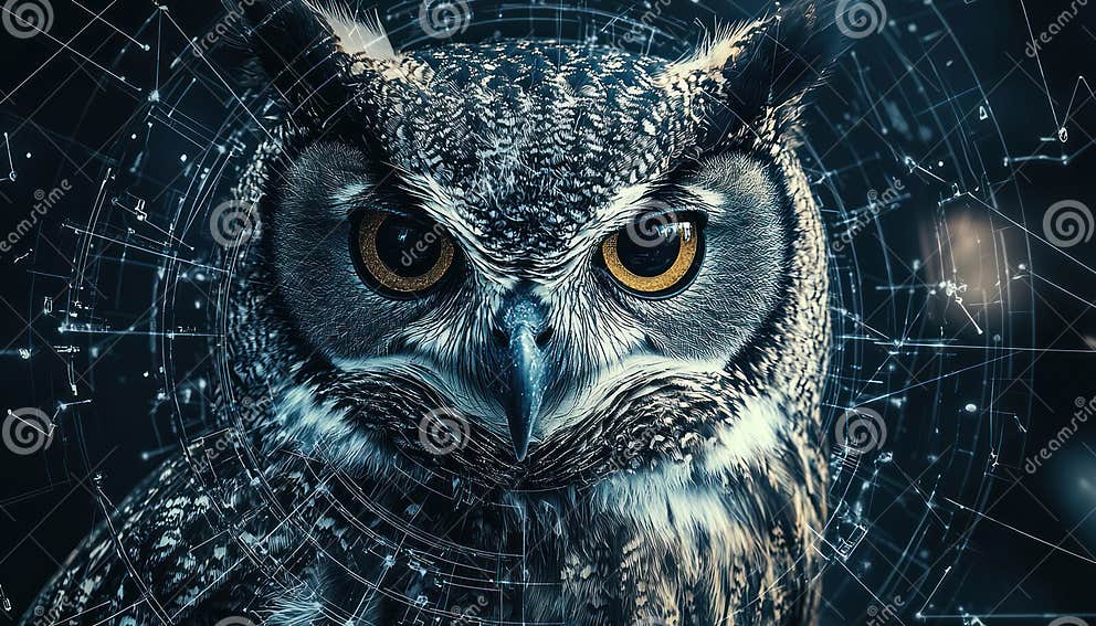 Owl Observing Intricate Celestial Patterns with Keen Intelligence and ...