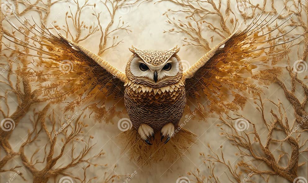 An Owl with Open Wings, the Edges of Its Feathers Transforming into ...