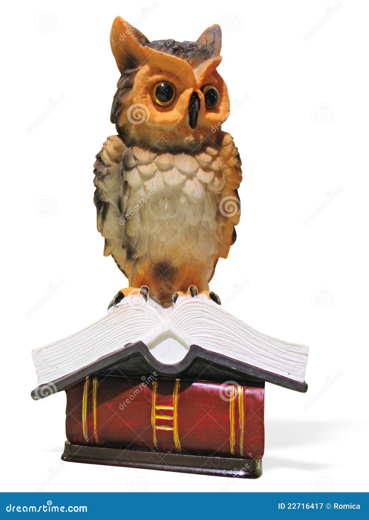 Owl on Opened Book Isolated Over White Stock Illustration ...