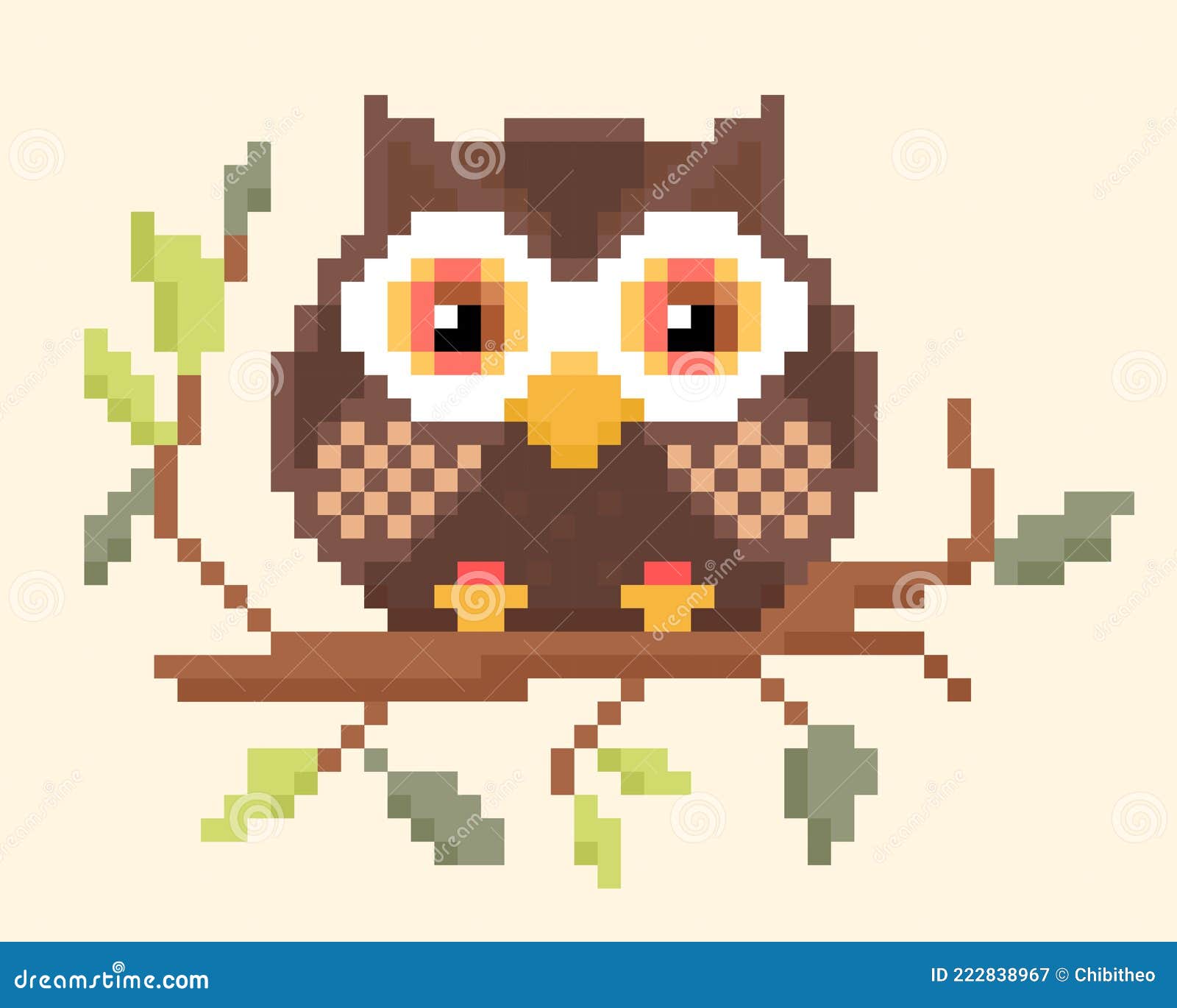 Owl Pattern. Pixel Owl Image 8 Bit Stock Vector - Illustration of ...