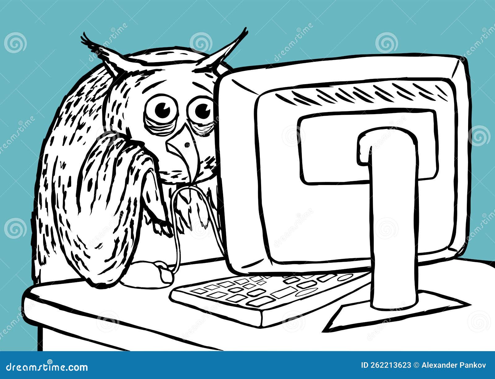Owl with pc stock vector. Illustration of business, geek - 262213623
