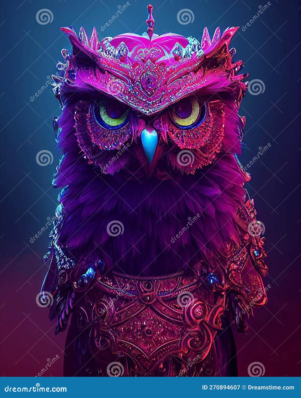 A Owl Pink with Armor and Elegant Skin Stock Illustration ...