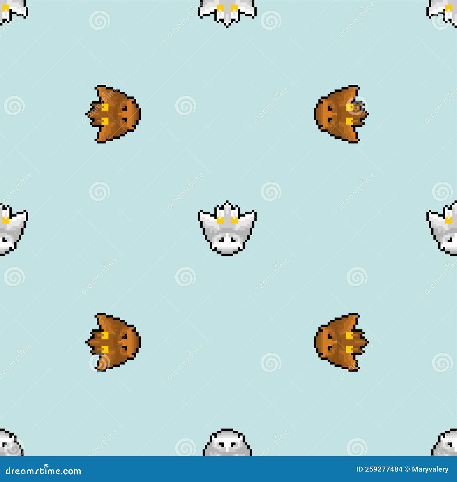Owl Pixel Art Pattern Seamless. 8 Bit Eagle-ow Background. Pixelatedl ...