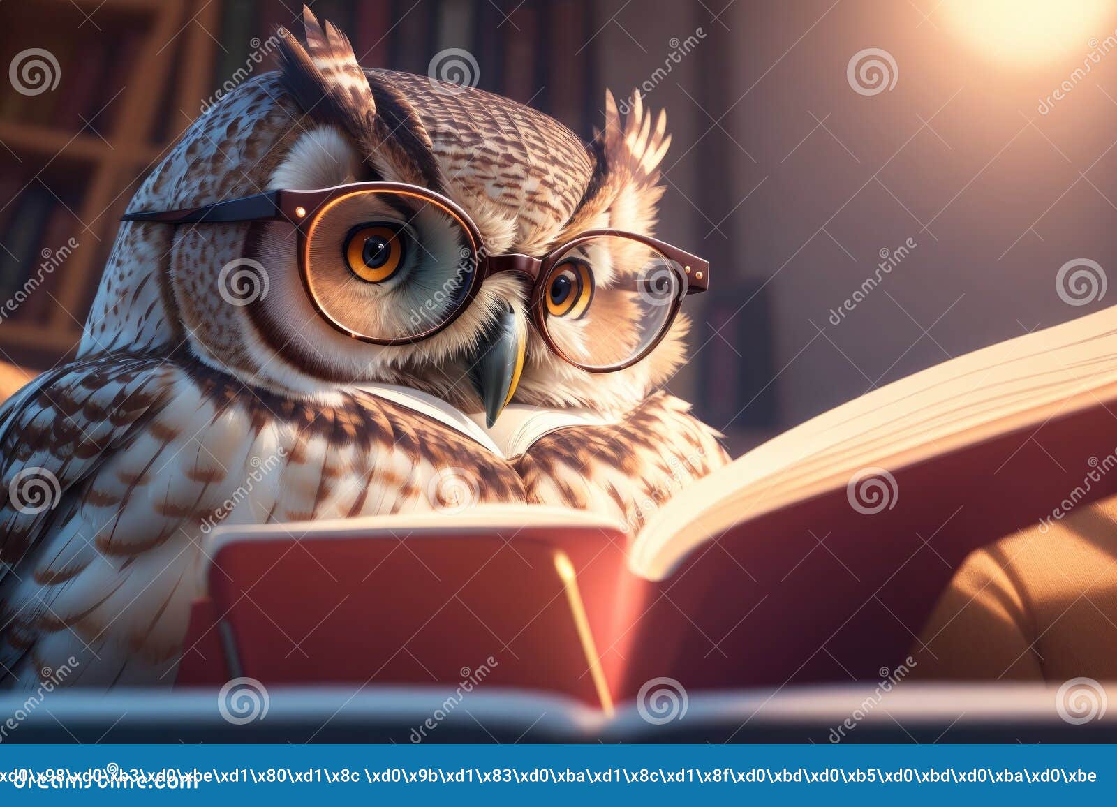 Owl Reading a Book, Education Concept Ai Generative Stock Illustration ...