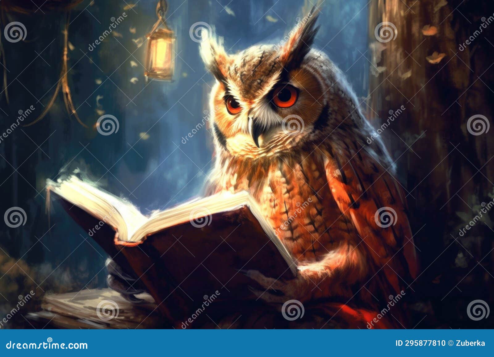 Owl Reading Book Illustration Stock Illustration - Illustration of ...