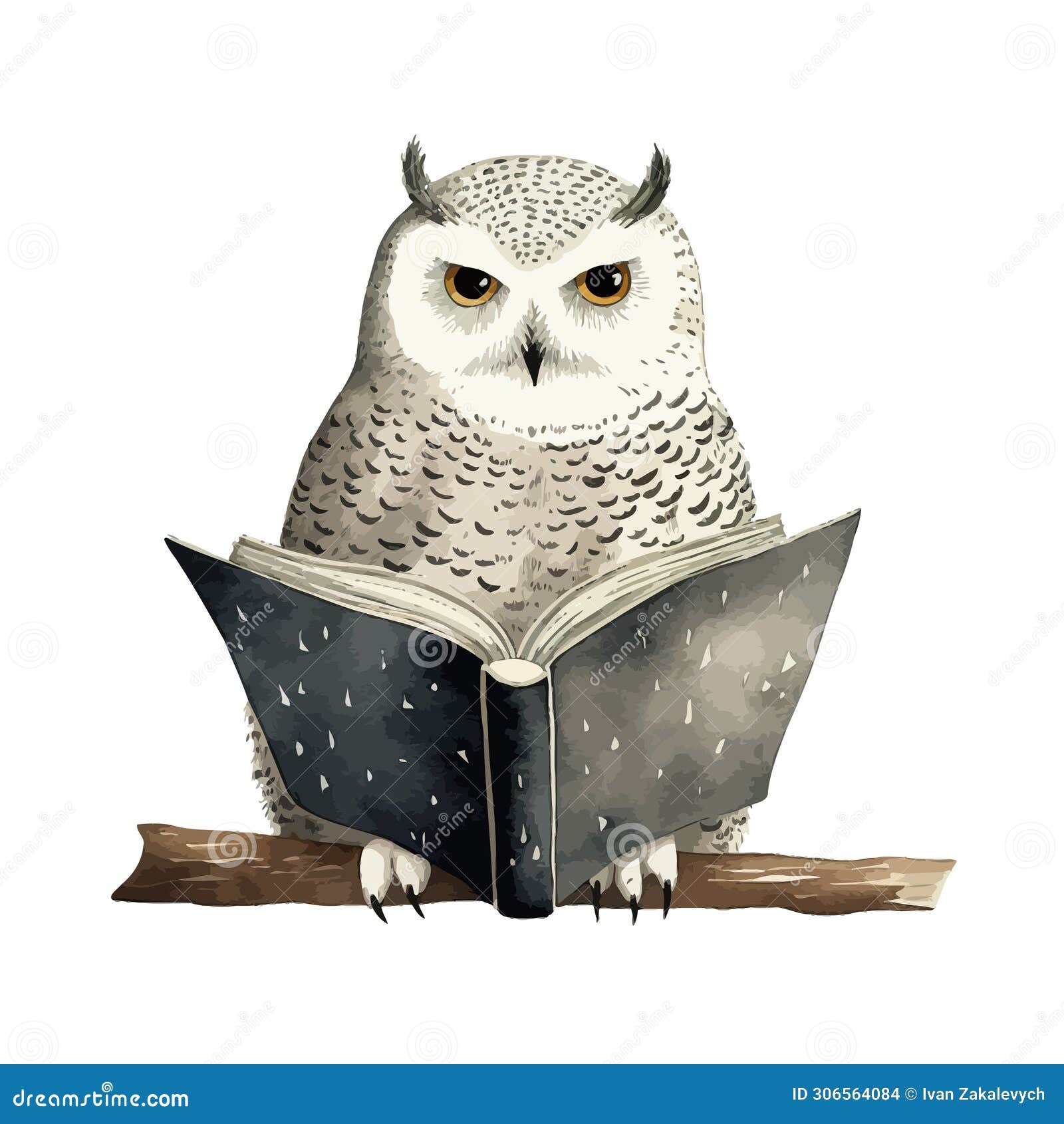 Owl Reading a Book. Vector Illustration Design Stock Illustration ...