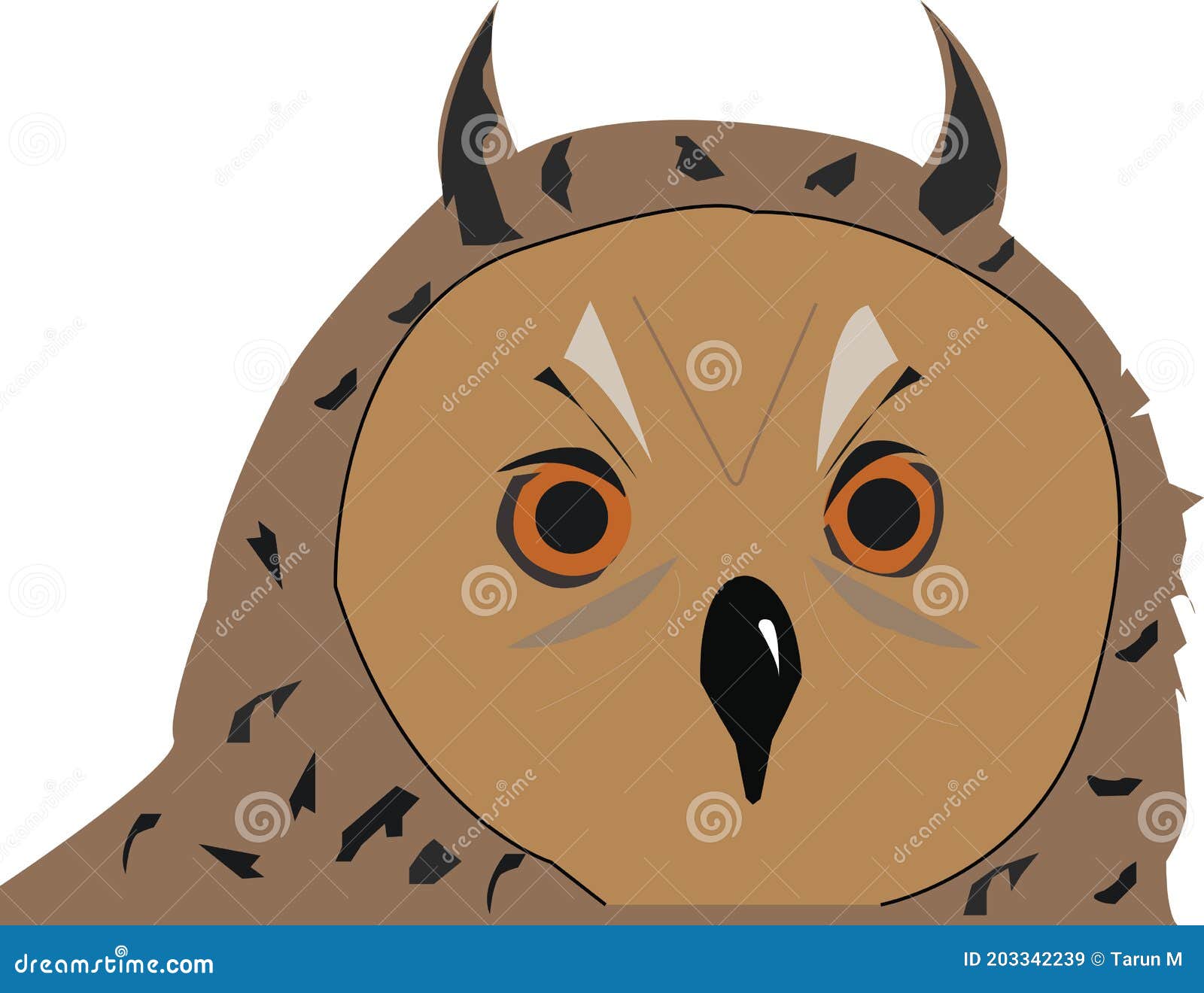 Owl with a sharp look stock vector. Illustration of bird - 203342239