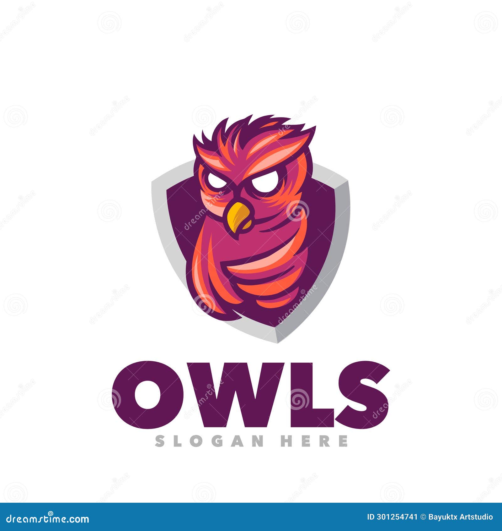 Owl Shield Mascot Logo Design Stock Vector - Illustration of label ...