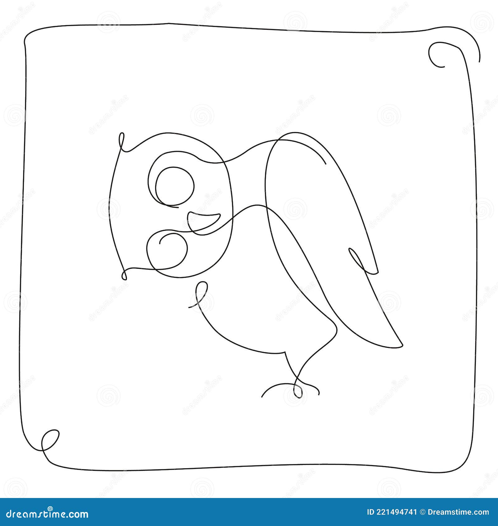 Owl Simple Line Illustration. Cute Owl Line Art. Continuous Line Bird ...