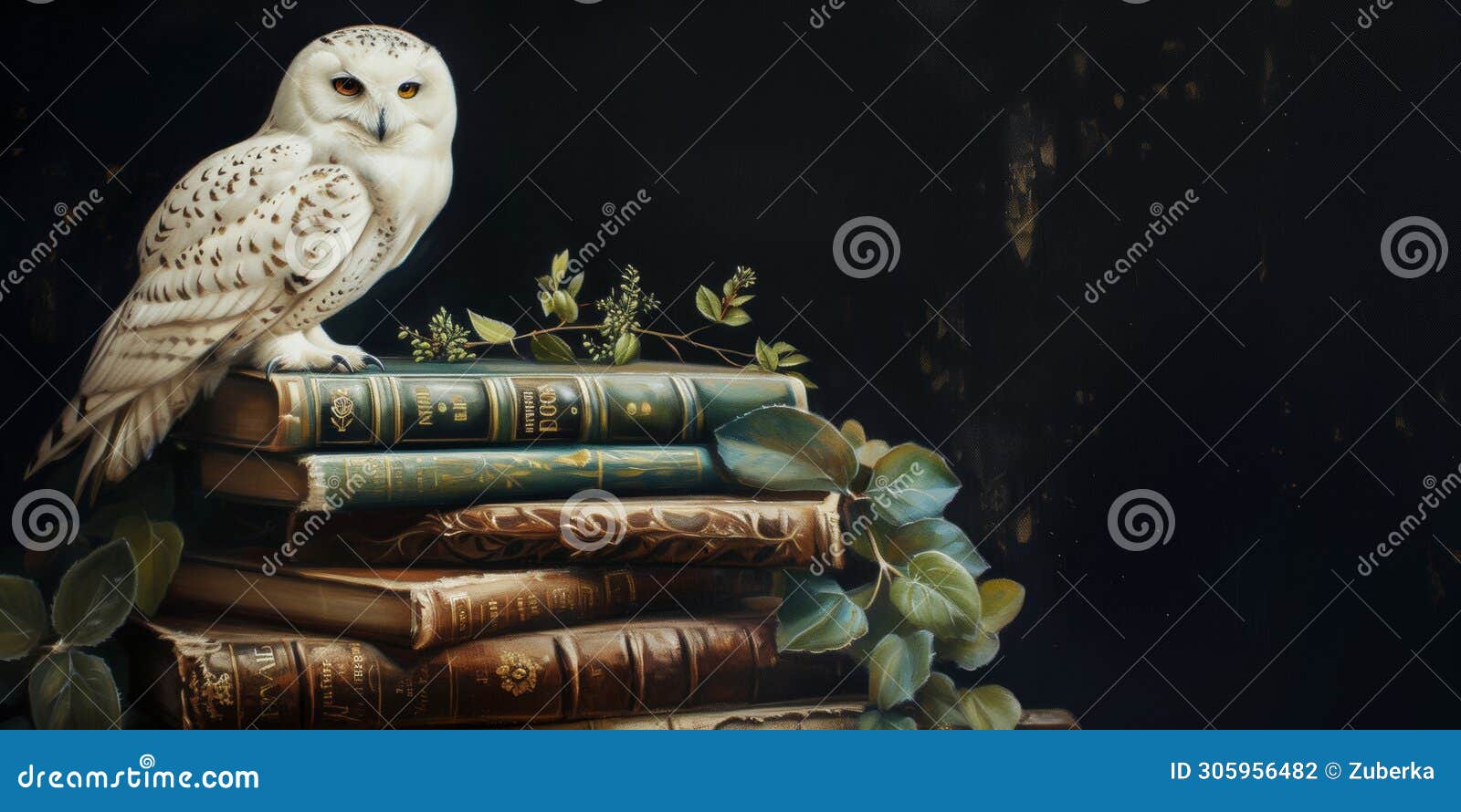 Owl Sitting on Books stock illustration. Illustration of bird - 305956482