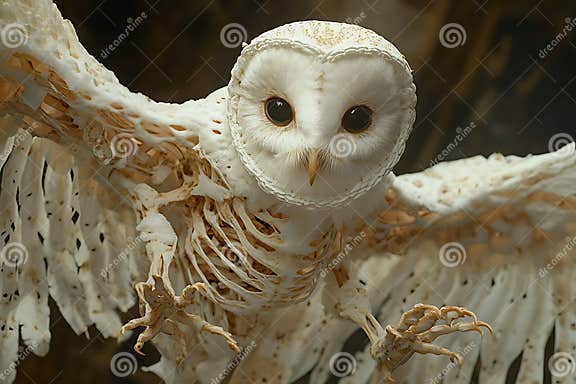 Owl Skeleton with Intricate Details, White Isolate Background Stock ...