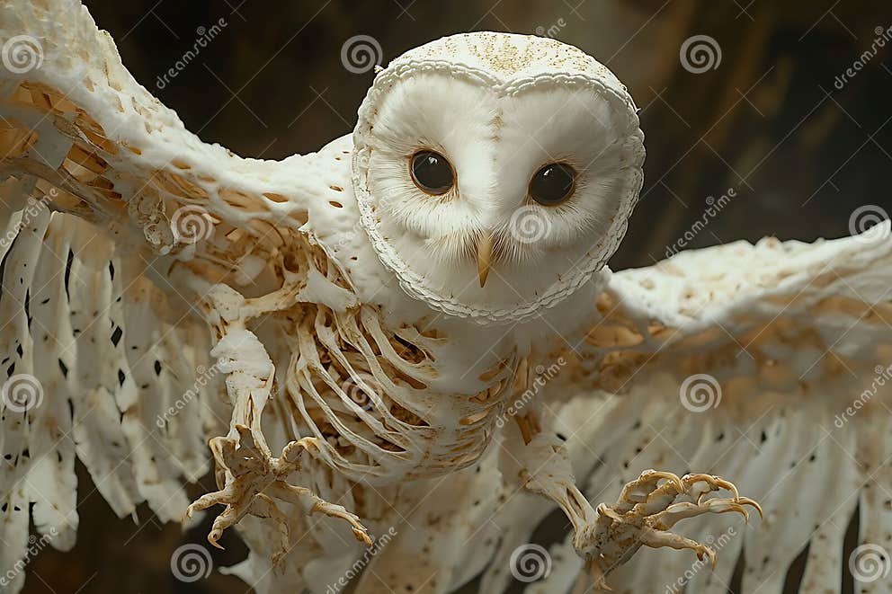 Owl Skeleton with Intricate Details, White Isolate Background Stock ...