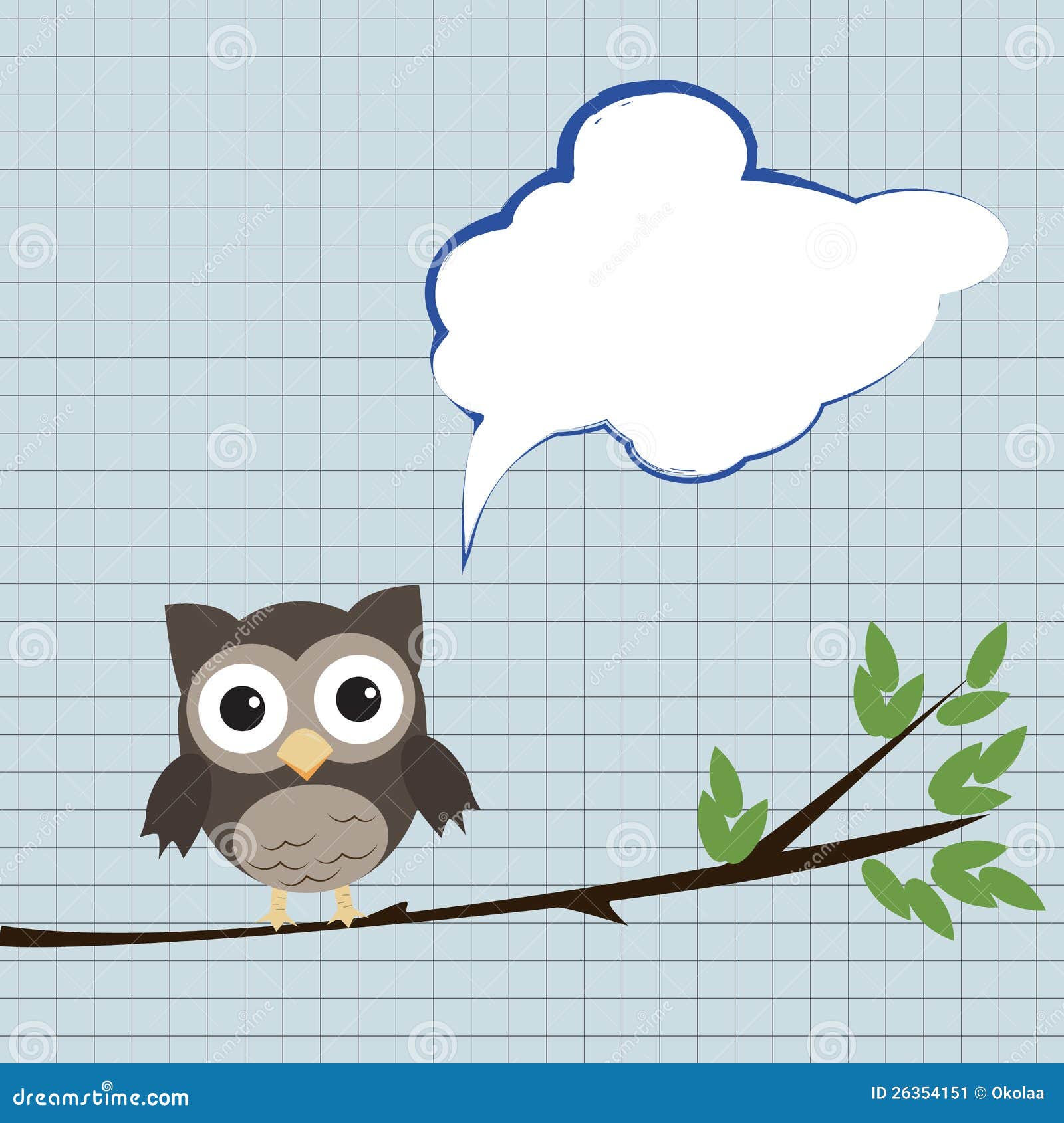 Owl with speech bubble stock illustration. Illustration of postcard ...