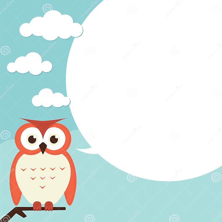 Owl with speech bubble stock illustration. Illustration of bird - 43513197