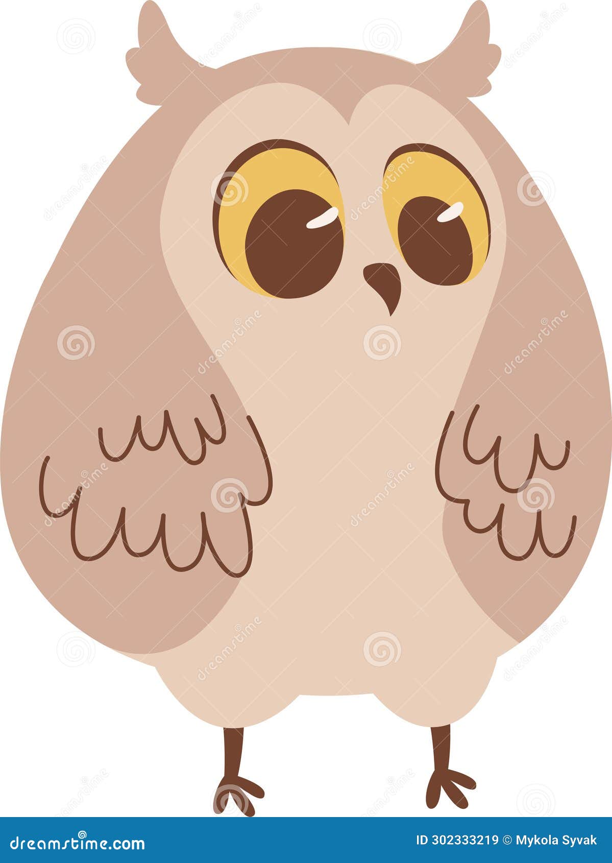 Owl Standing Bird stock vector. Illustration of white - 302333219
