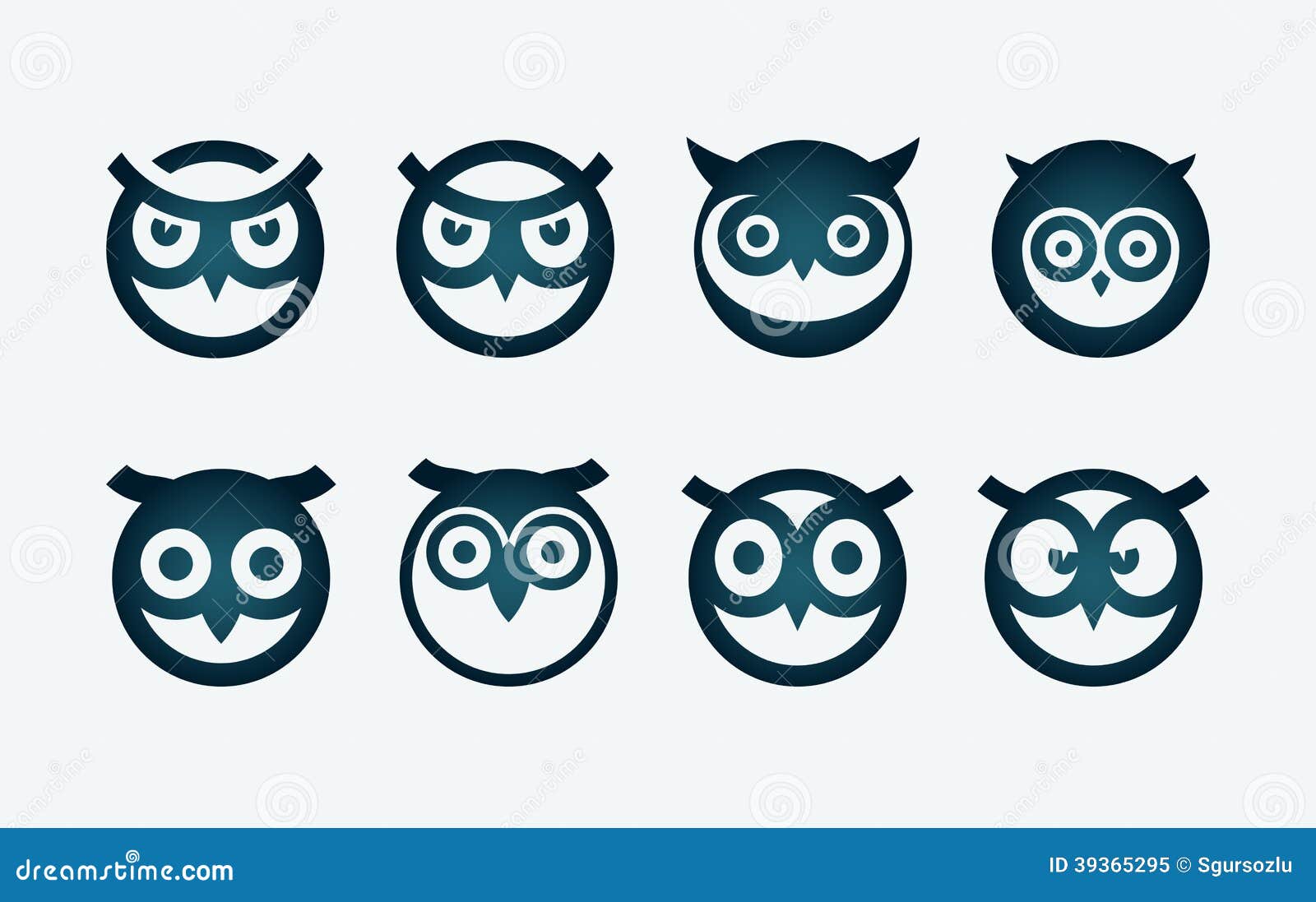 Owl Symbol Set stock vector. Illustration of bird, eyes - 39365295