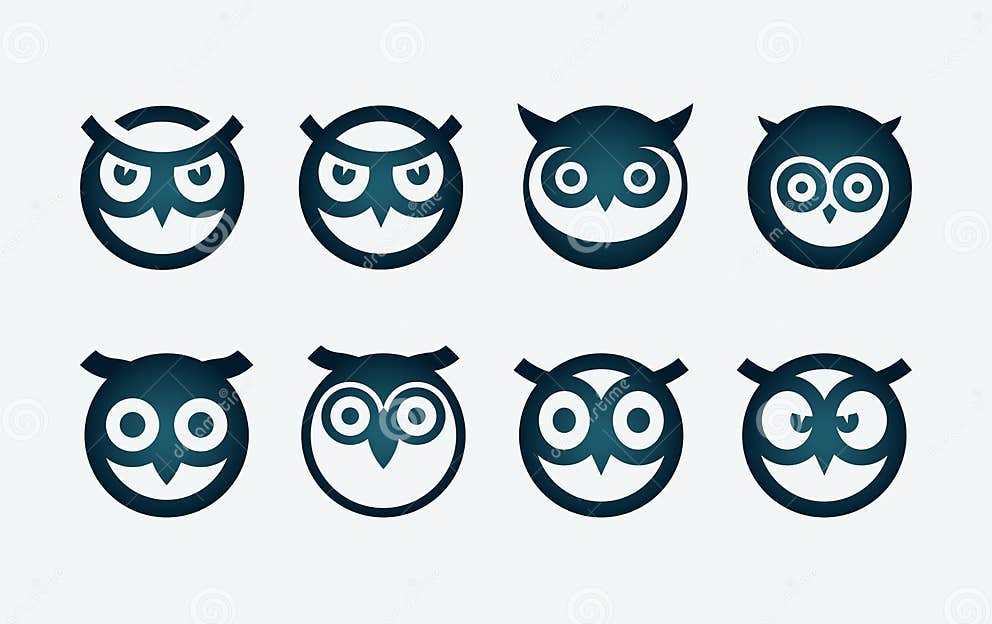 Owl Symbol Set stock vector. Illustration of bird, eyes - 39365295