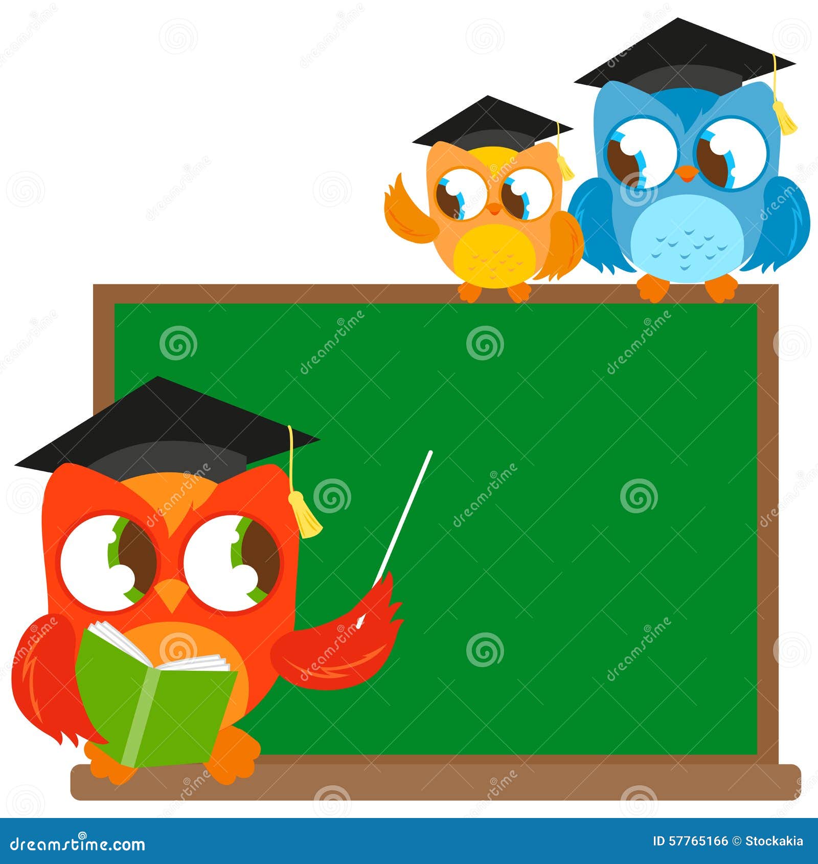 Owl Teacher Pointing At Chalkboard And Students Stock Vector - Image ...
