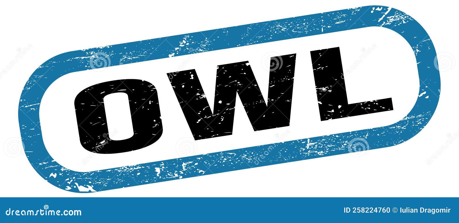 OWL, Text Written on Blue-black Stamp Sign Stock Illustration ...