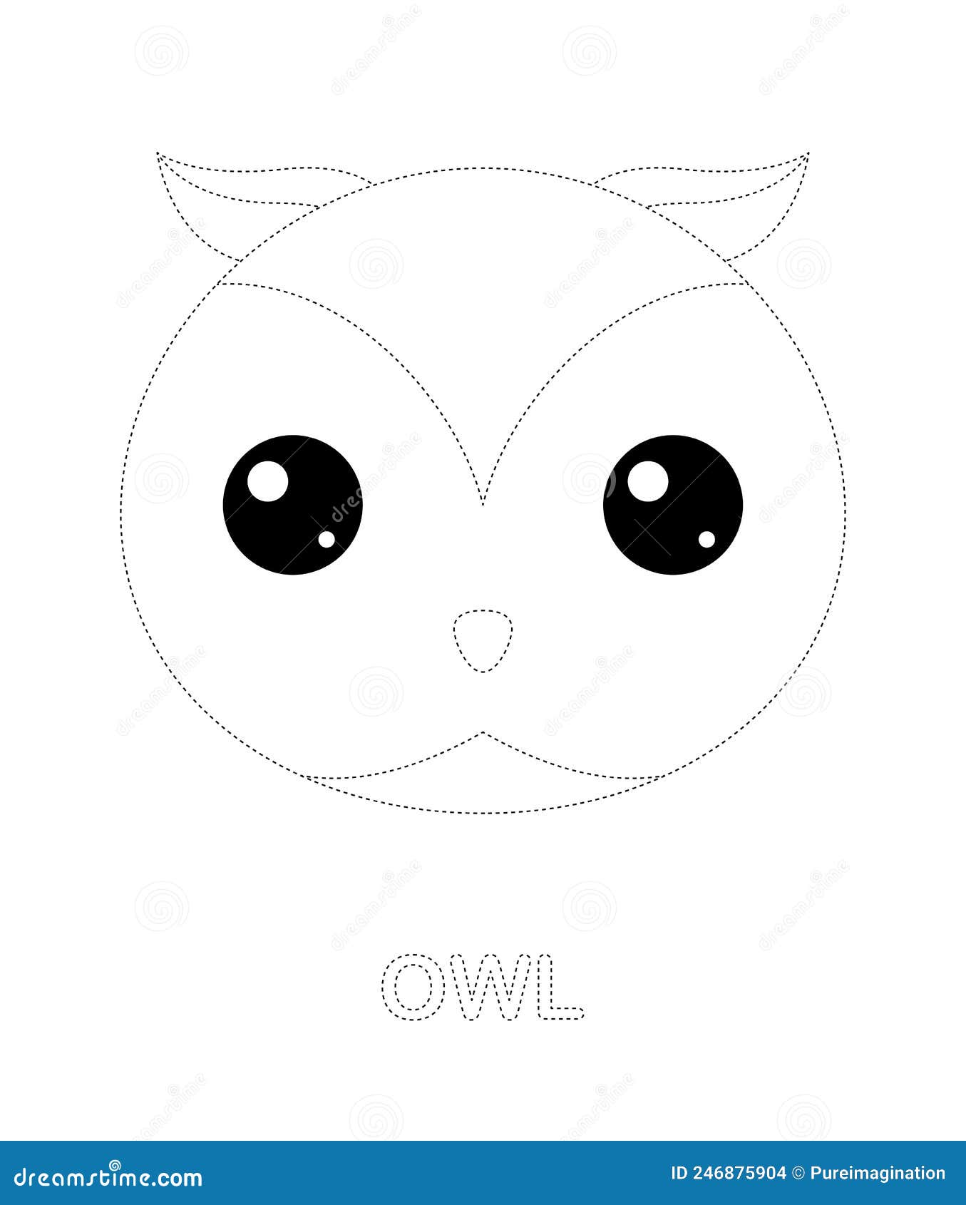 Owl Tracing Worksheet for Kids Stock Vector - Illustration of brain ...