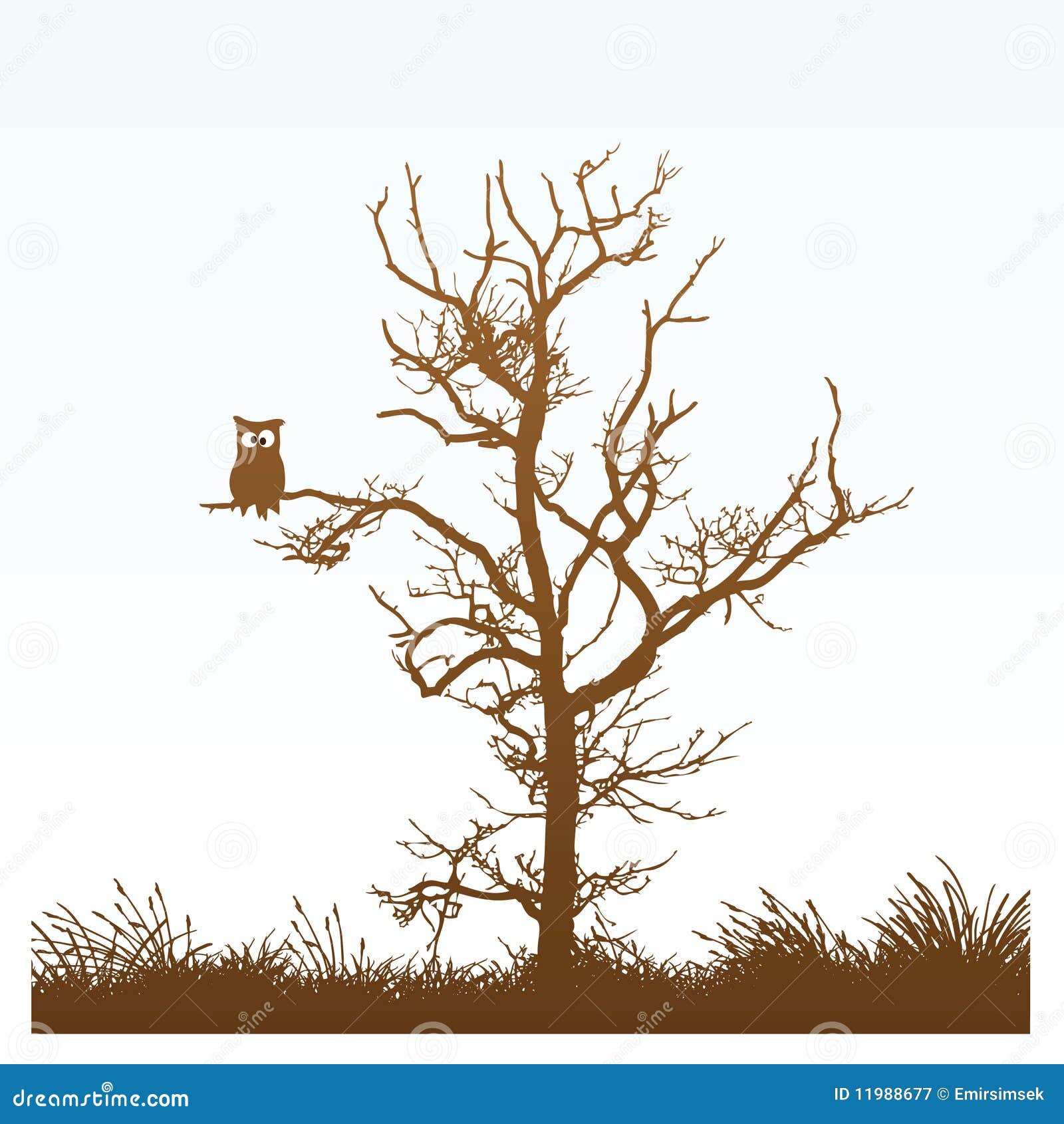 Owl in a Tree stock vector. Illustration of stars, isolated - 11988677