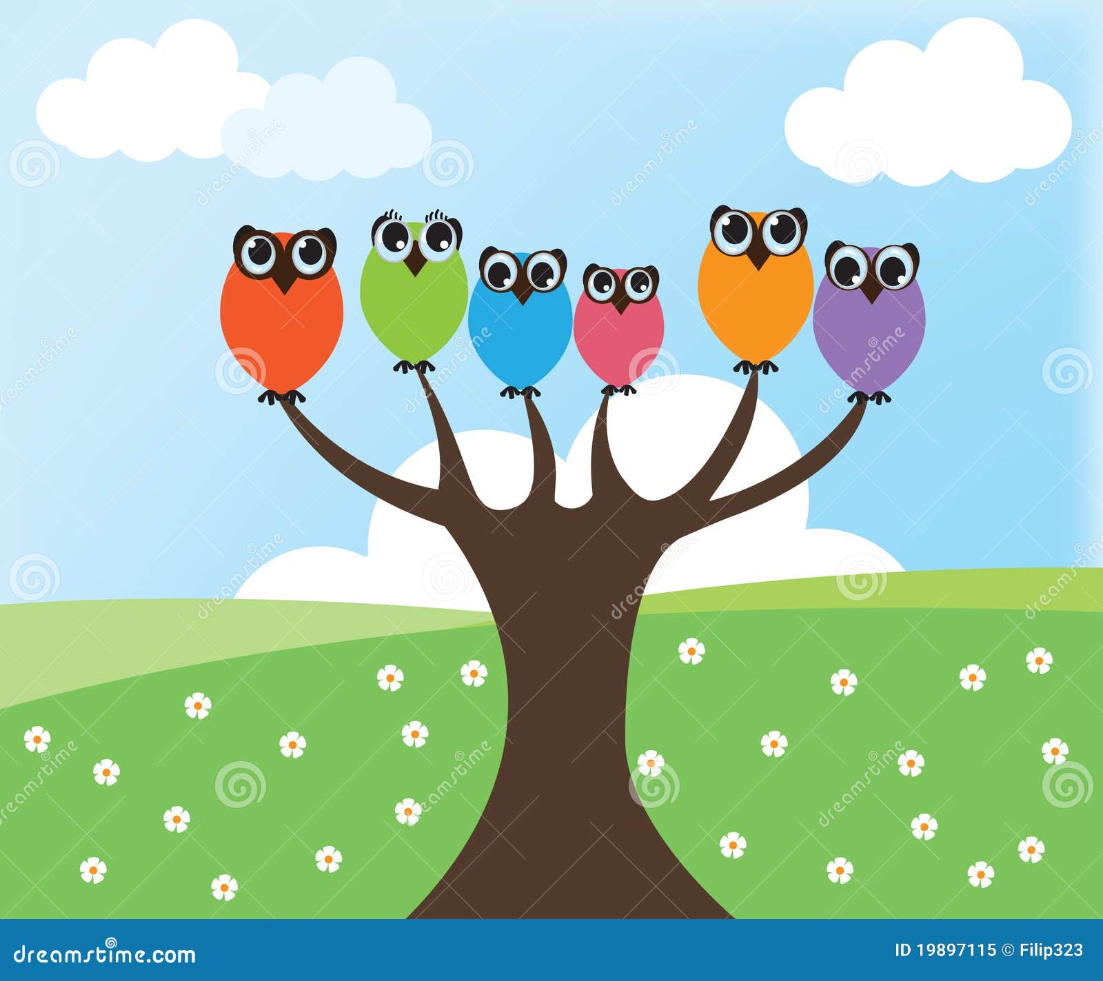 Owl on tree stock vector. Illustration of celebrate, artwork - 19897115