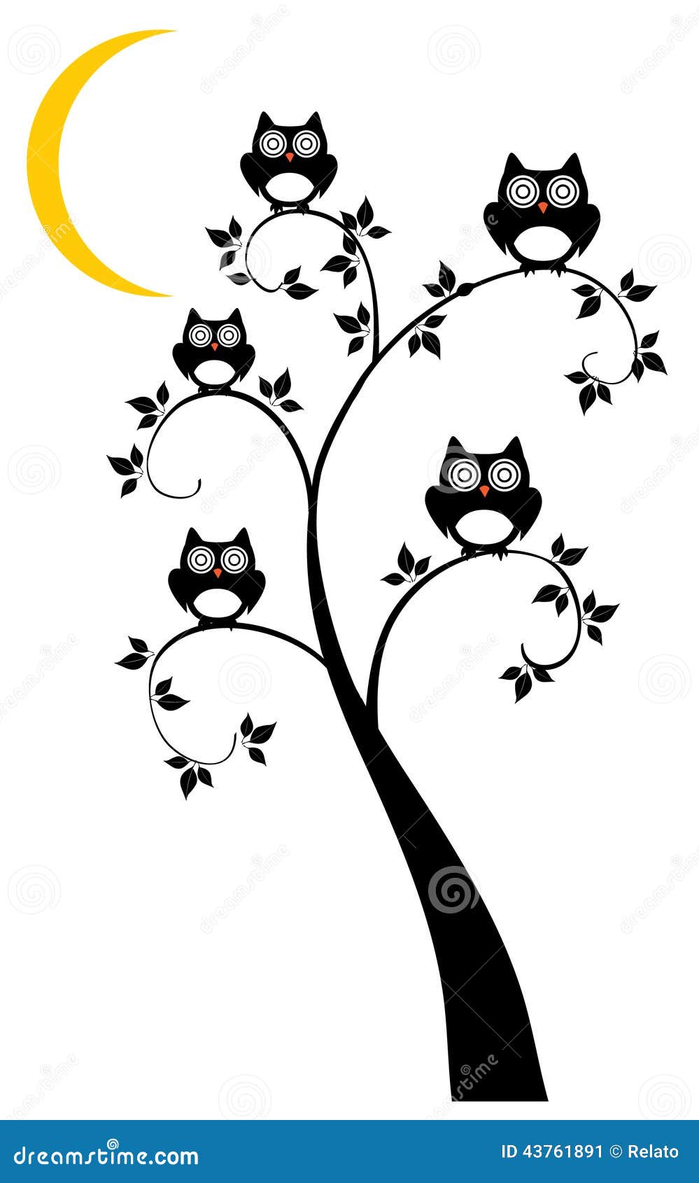 Owl Tree ilustração do vetor. Ilustração de grampo, fundo - 43761891