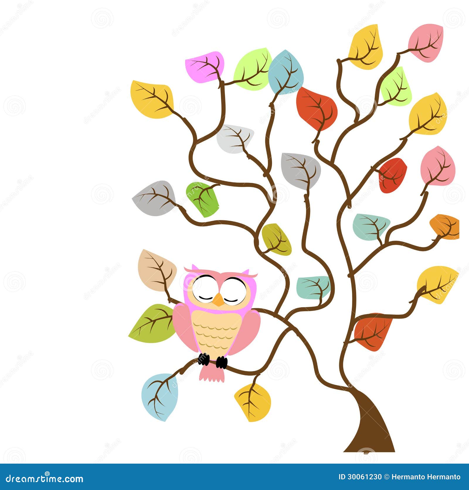 Tree and owl stock vector. Illustration of growth, fresh - 30061230