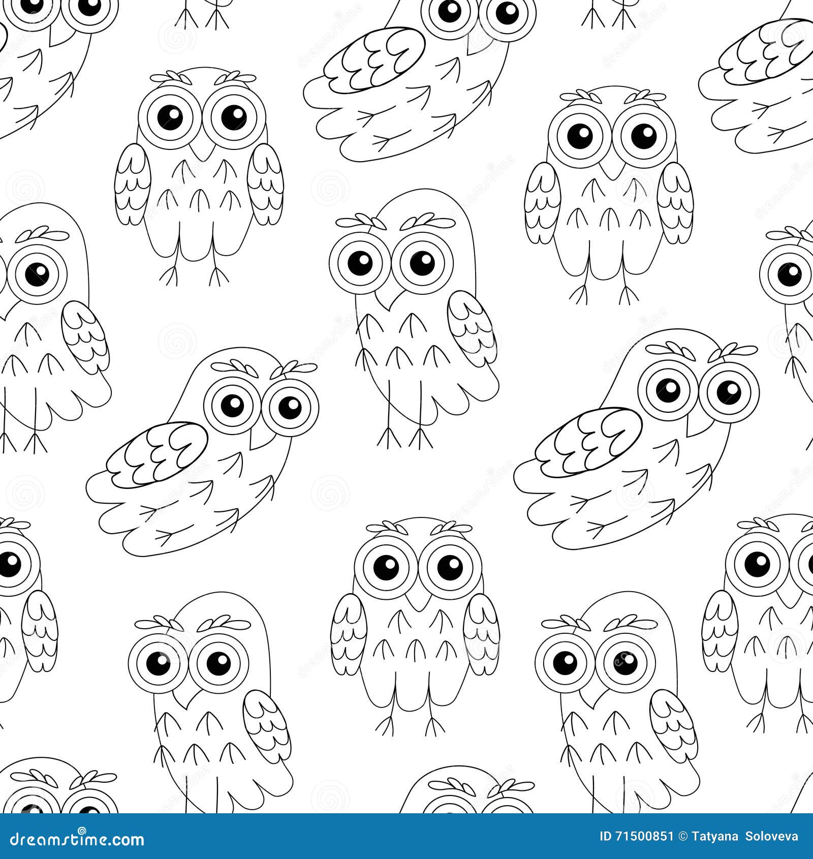 Owl Vector Seamless Pattern. Stock Vector - Illustration of vector ...