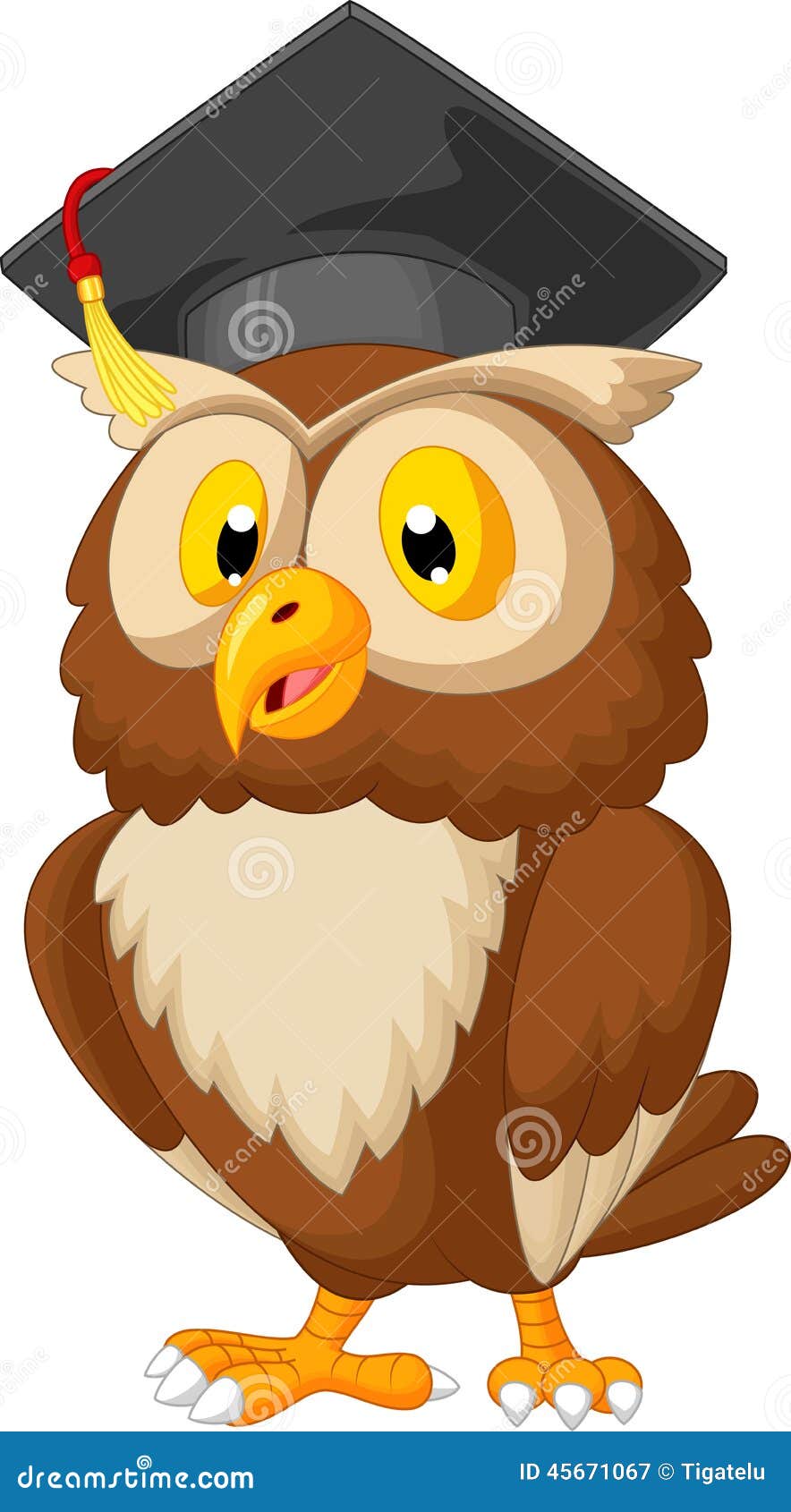 Owl wearing graduation cap stock vector. Illustration of humor - 45671067