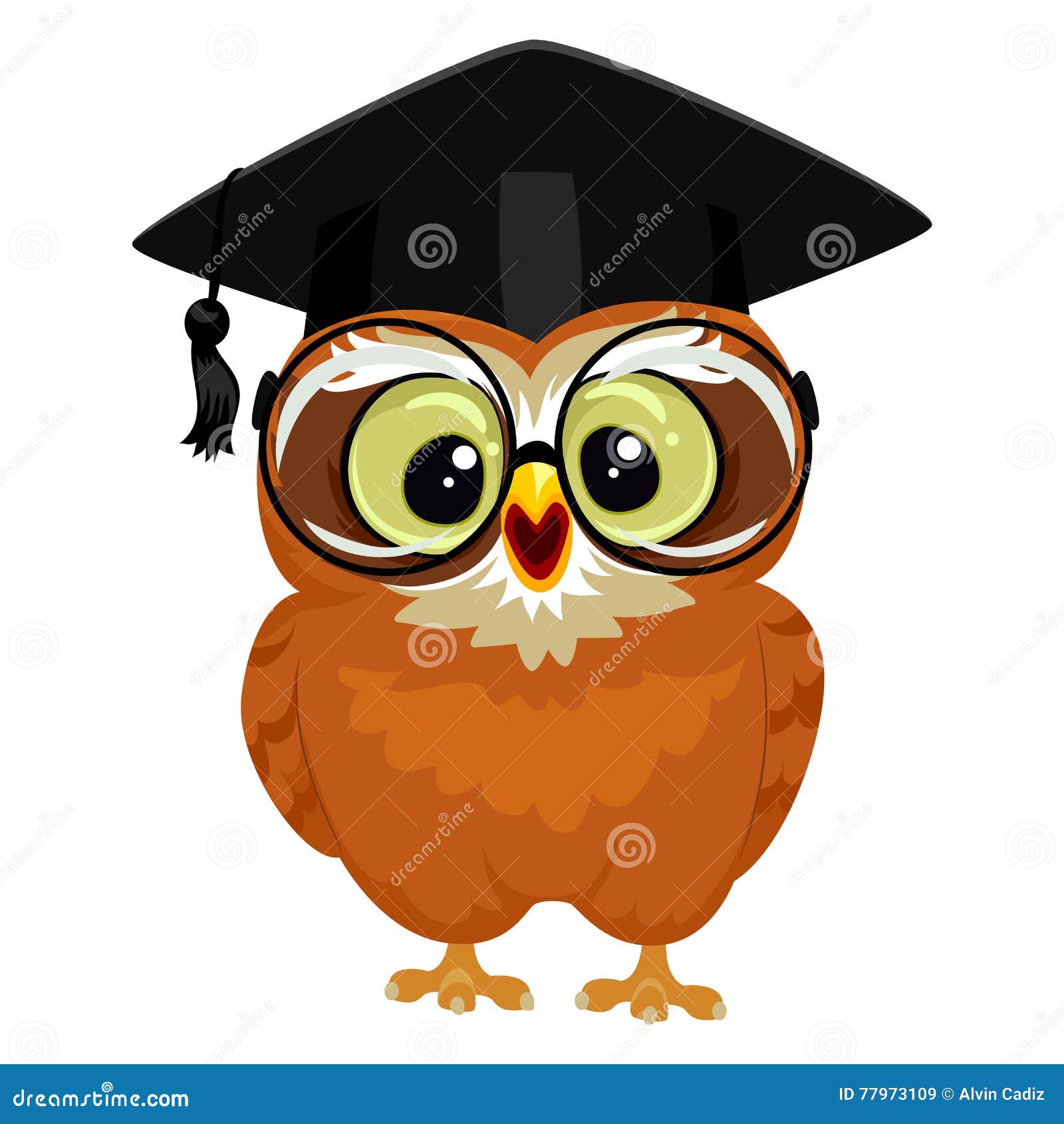 Owl wearing Graduation Cap stock vector. Illustration of learn - 77973109